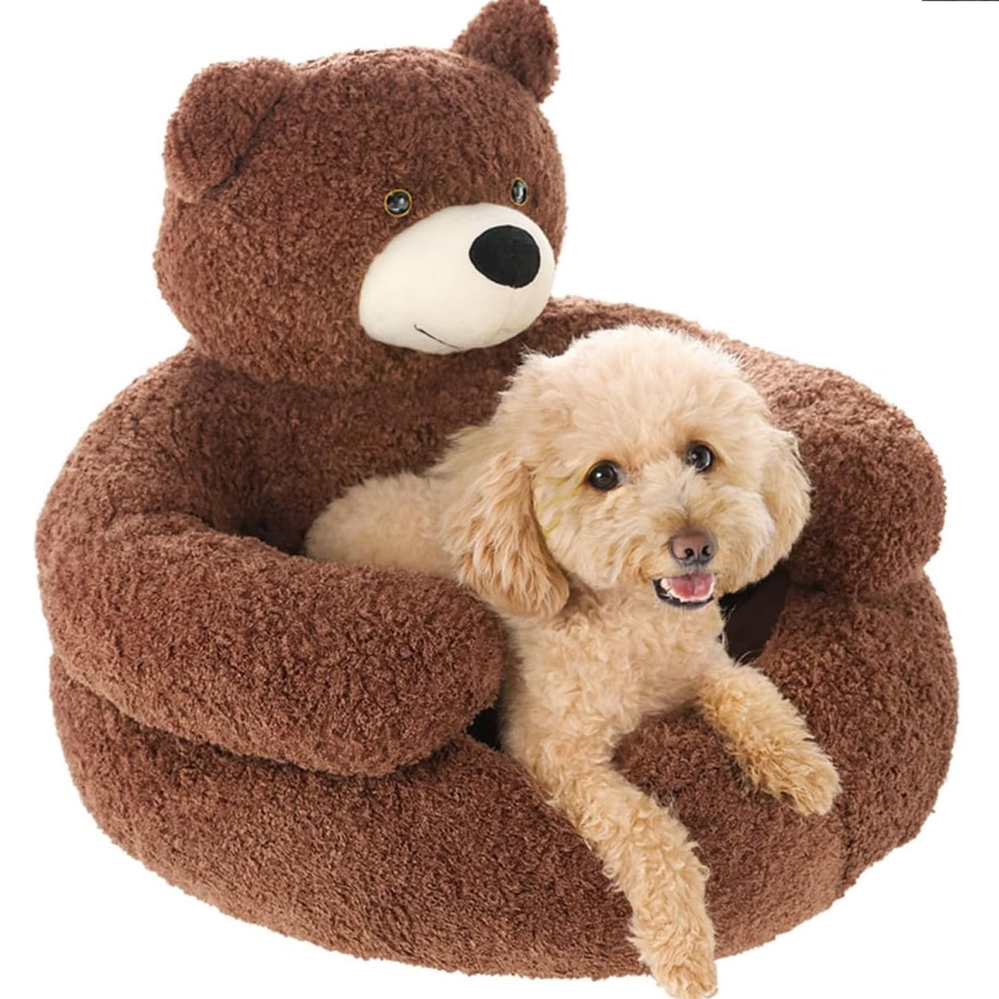 Teddy Bear Dog Bed with Arms, 2025 New Upgrade with Detachable Cool Mat ...