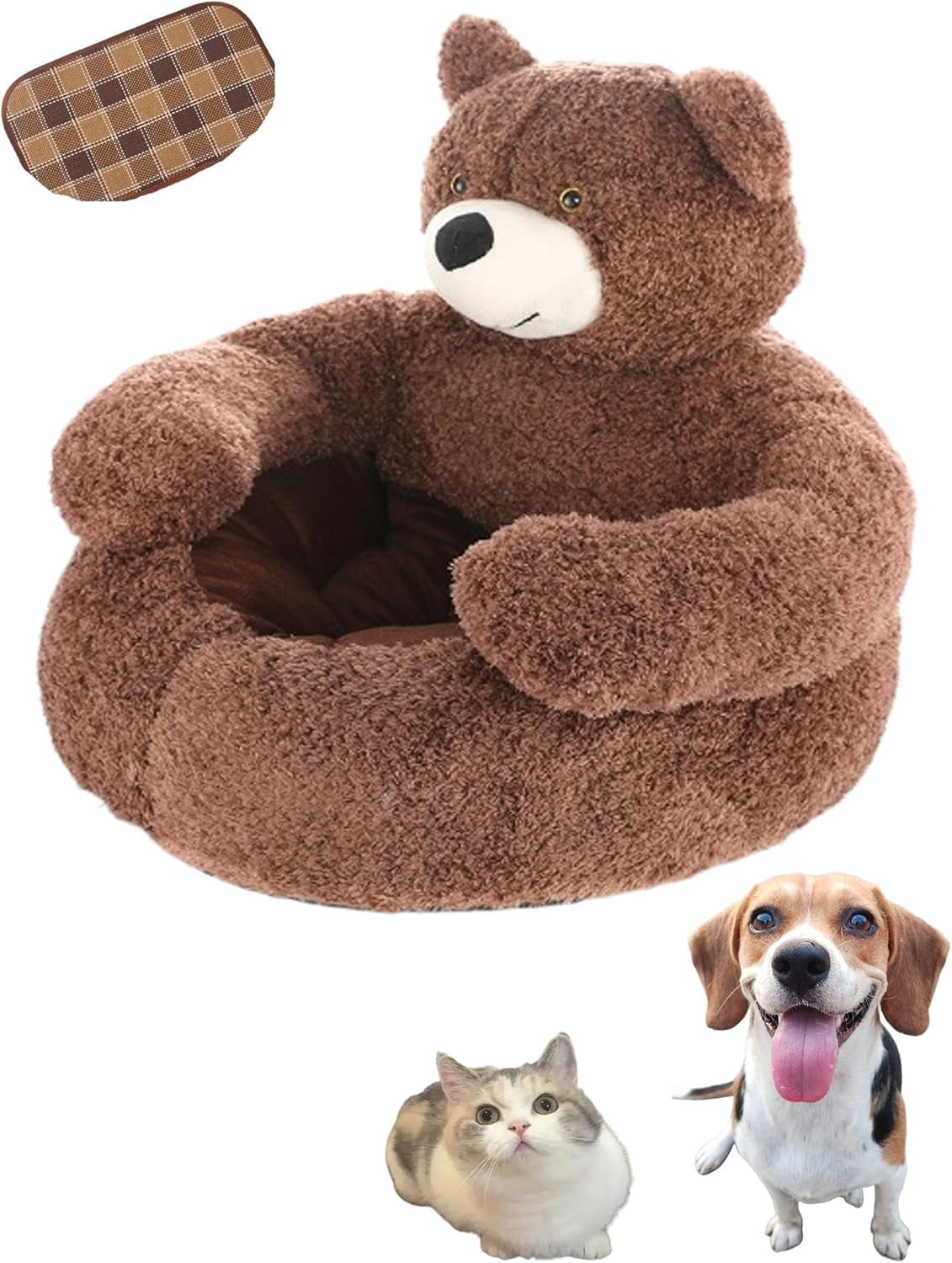 Teddy Bear Dog Bed with Hugging Arms, Removable Washable Cover & Cool ...
