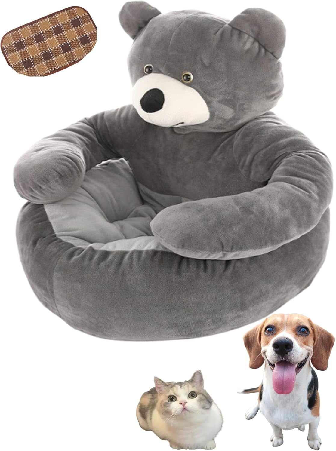 Teddy Bear Dog Bed with Hugging Arms, Removable Washable Cover & Cool ...