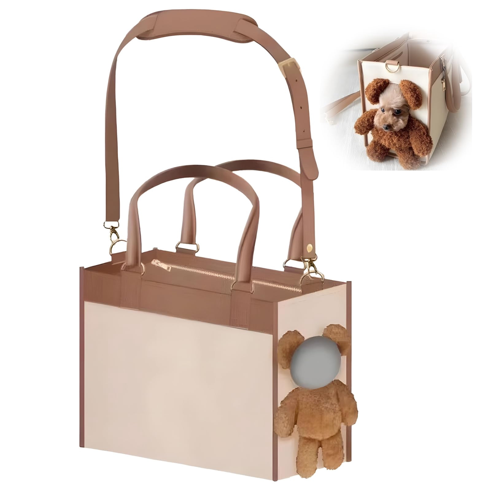 Teddy Bear Dog Carrier Bag, 2 in 1 Multifunctional Pet Handbag with ...