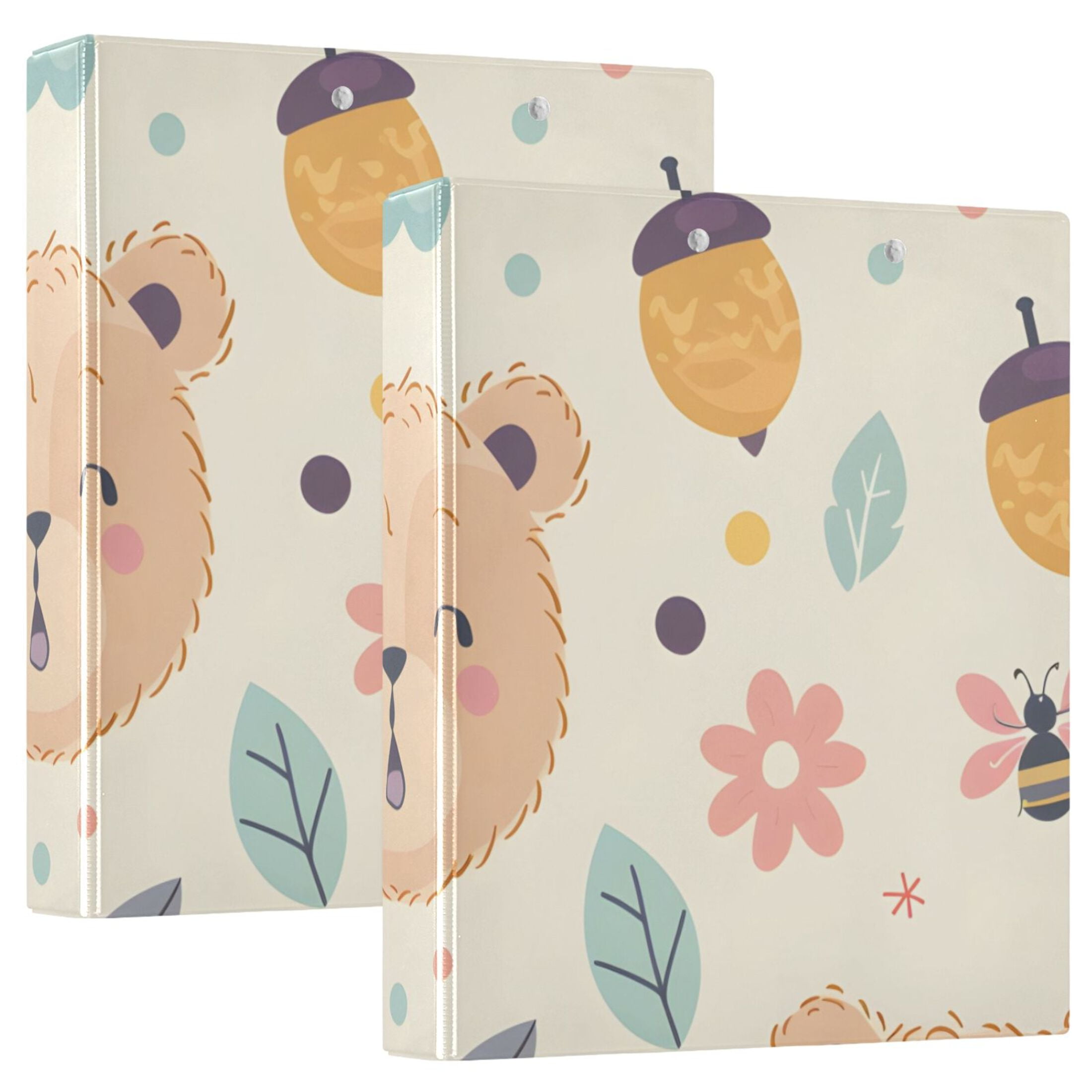 Teddy Bear Face 3 Ring Binders 1.5 inch Hardcover File Folders with ...