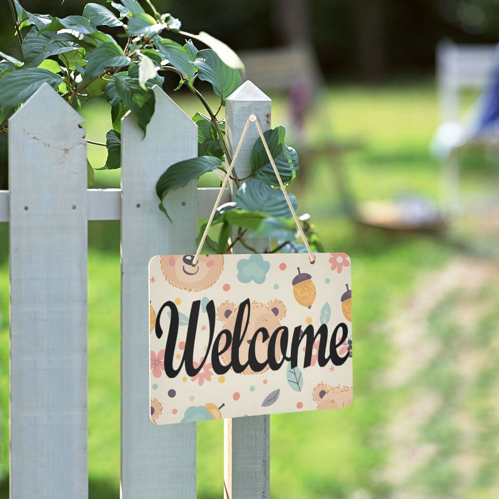 Teddy Bear Face Welcome Sign for Front Door Porch Wreath Door Sign Home ...