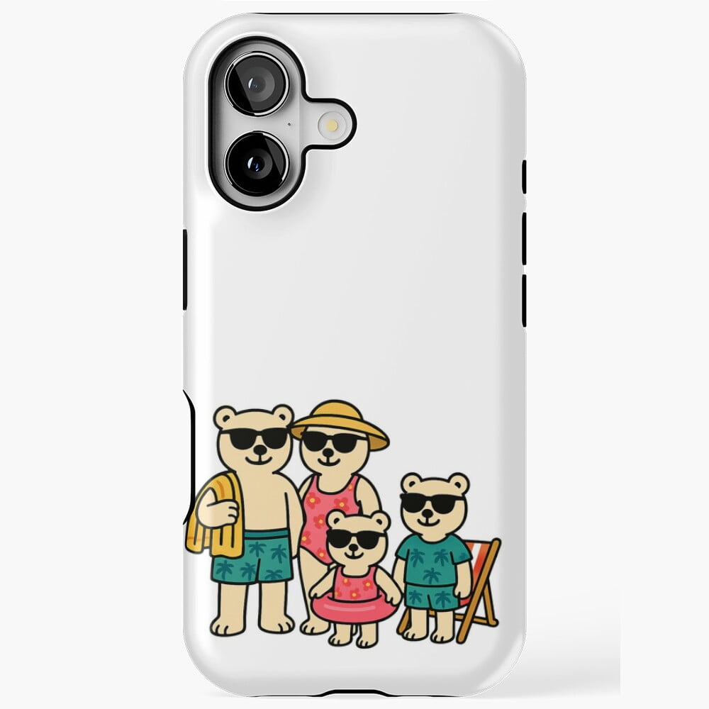 Teddy Bear Family Summer Vacation Phone Case with iPhone 17 to 11 Pro ...