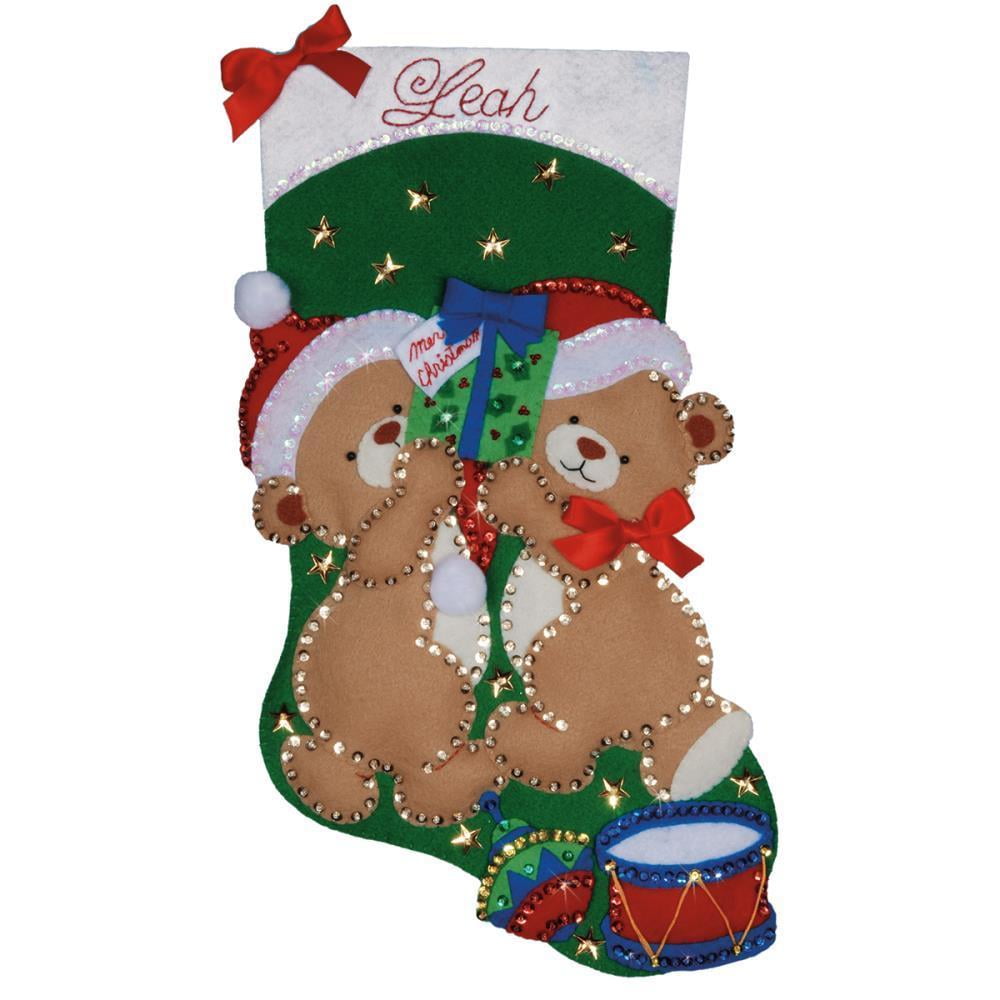 Teddy Bear Fun Stocking Felt Applique Kit, 18" Long - Walmart.com