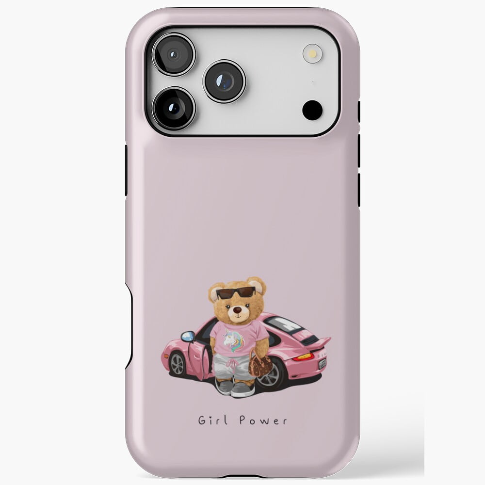Teddy Bear Girl Power Car Cute Cartoon Illustration Artwork Phone Case ...