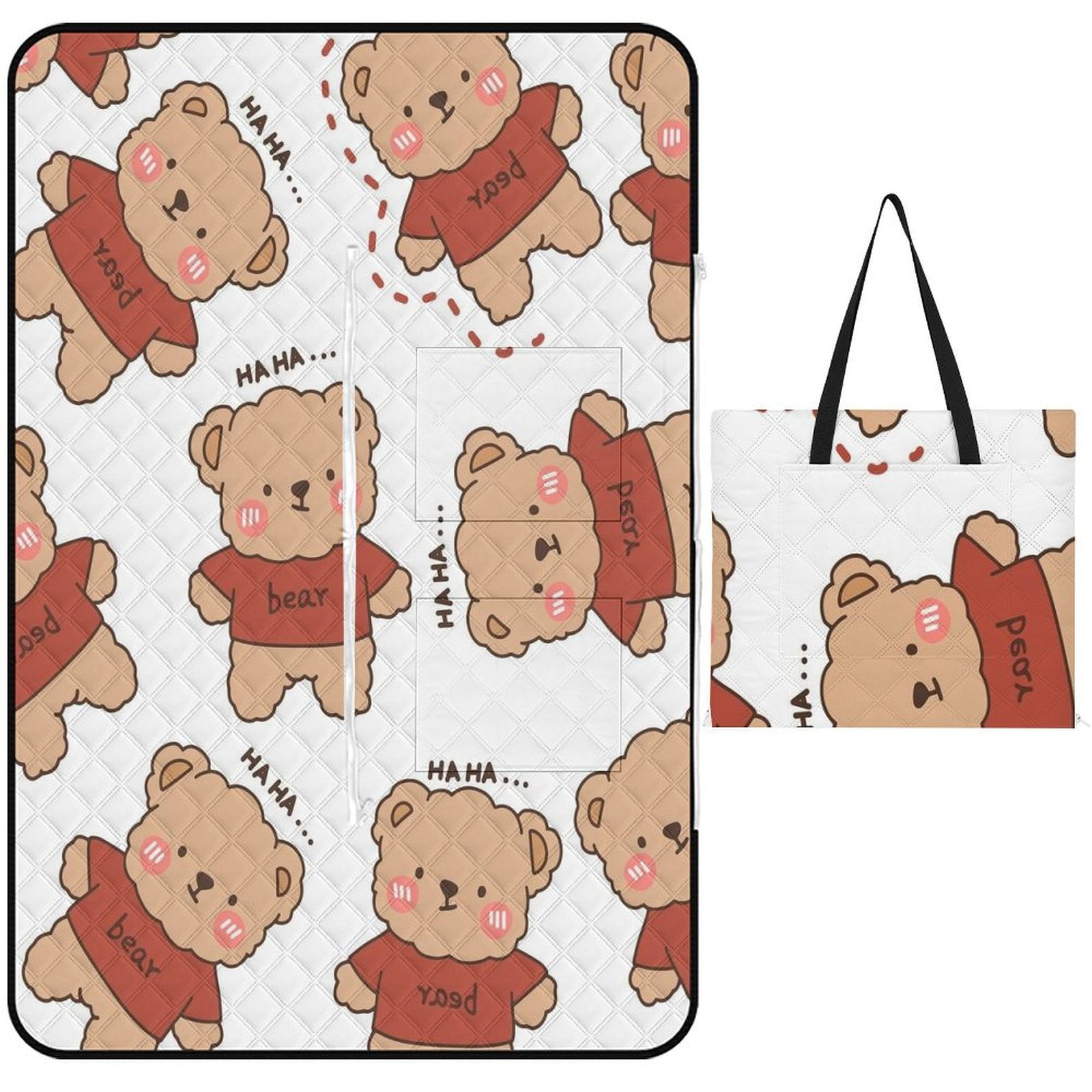Teddy Bear, Haha, Cute Waterproof Beach Mat Folding Mattress Portable Lightweight Picnic Mat ...