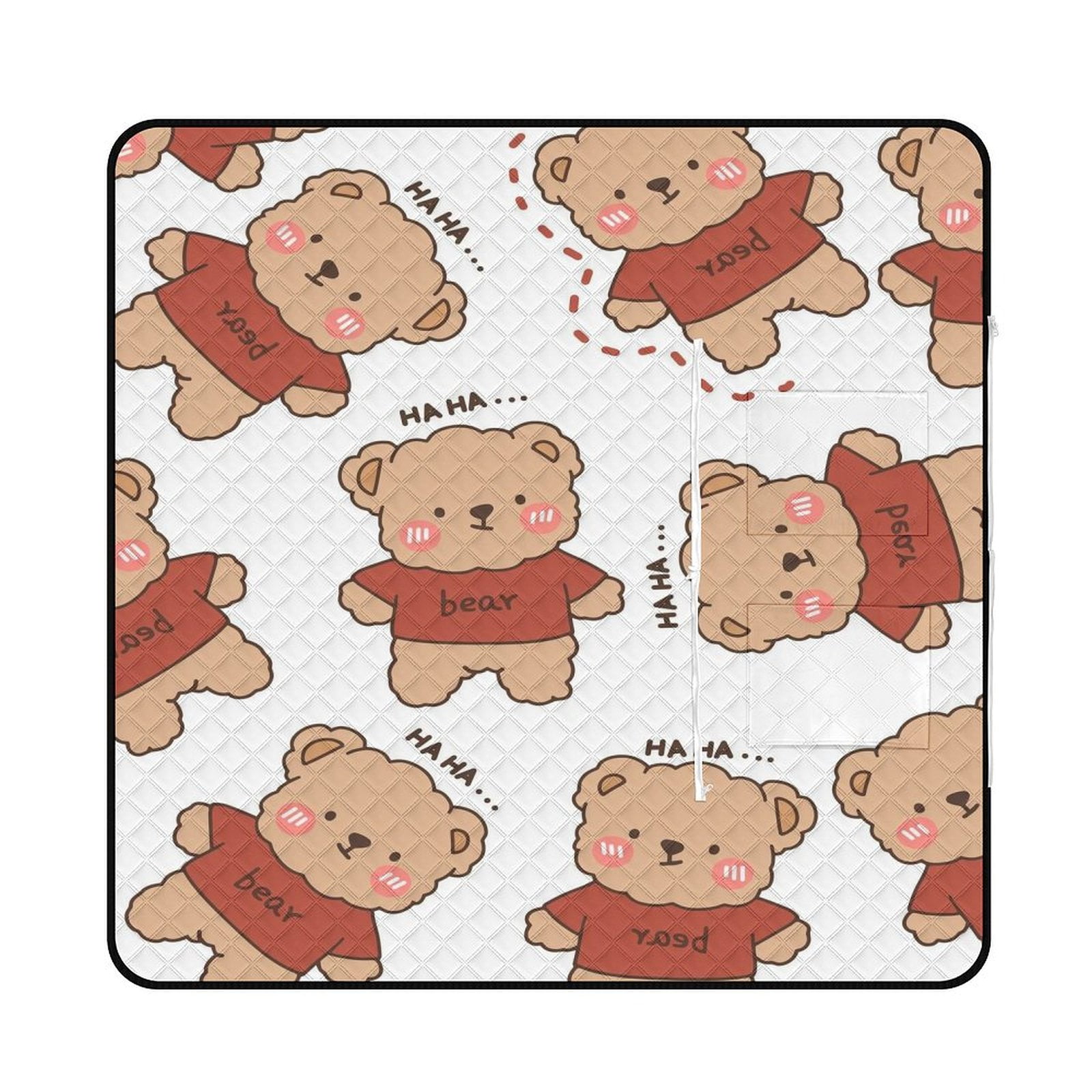 Teddy Bear, Haha, Cute Waterproof Beach Mat Folding Mattress Portable Lightweight Picnic Mat ...