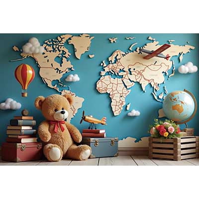 Teddy Bear Holiday Trip Photography Backdrop Childr Portrait Photoz ...