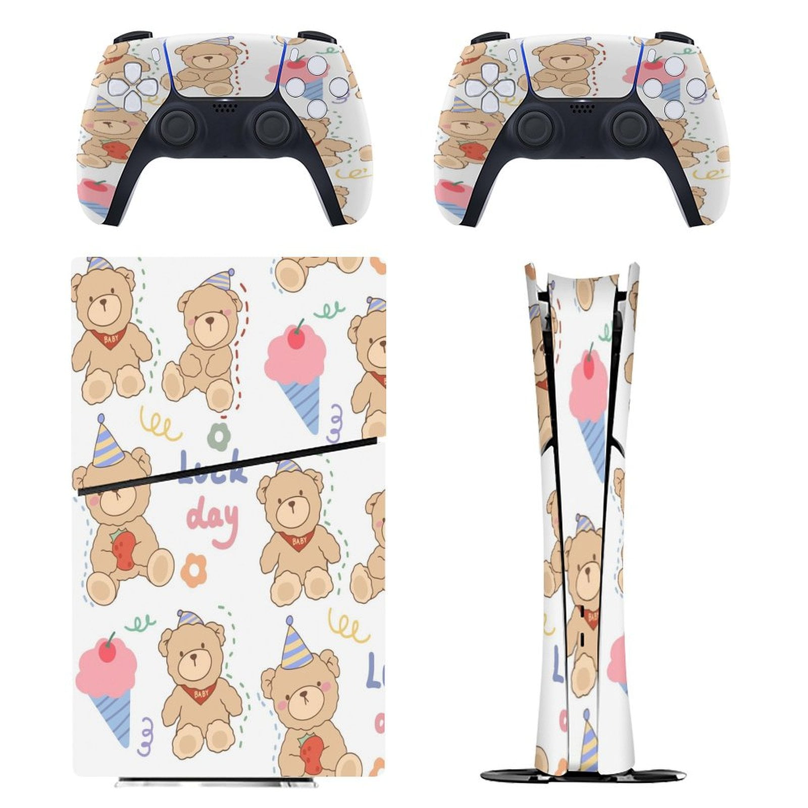 Teddy Bear, Lucky Day, Ice Cream PS5/PS5 Slim Digital Disc Skin Sticker ...