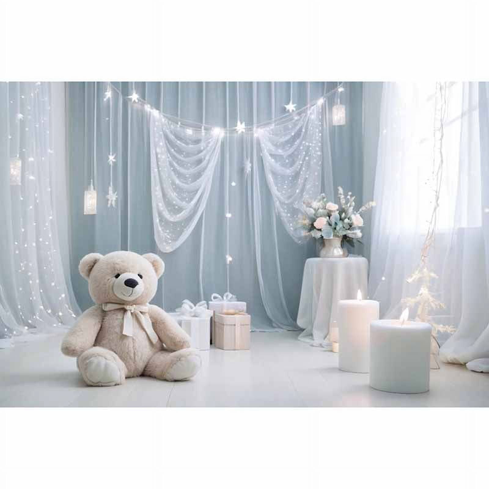 Teddy Bear One Birthday Photocall Backdrop Boys Blue White Balloon ...