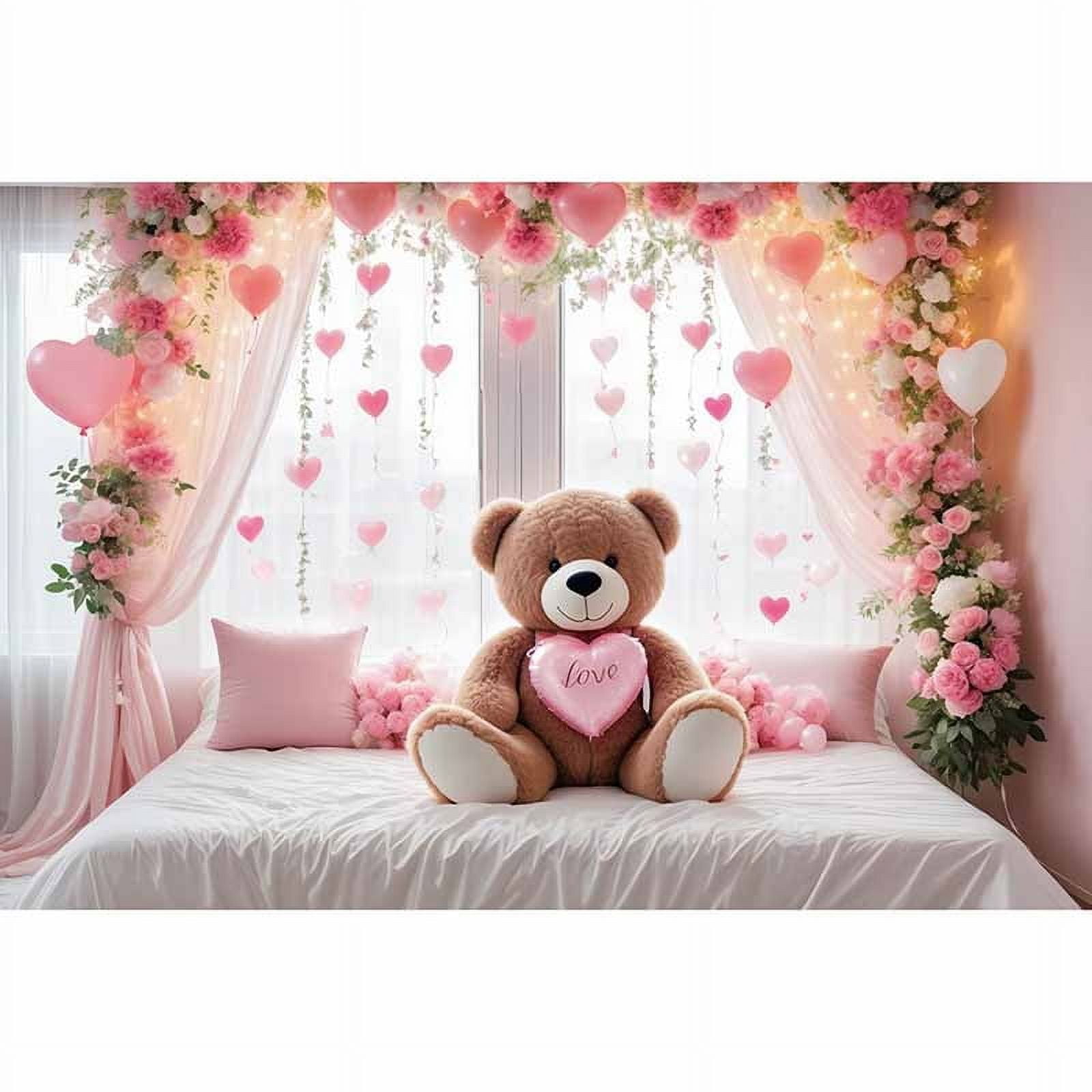 Teddy Bear One Birthday Photocall Backdrop Boys Blue White Balloon ...