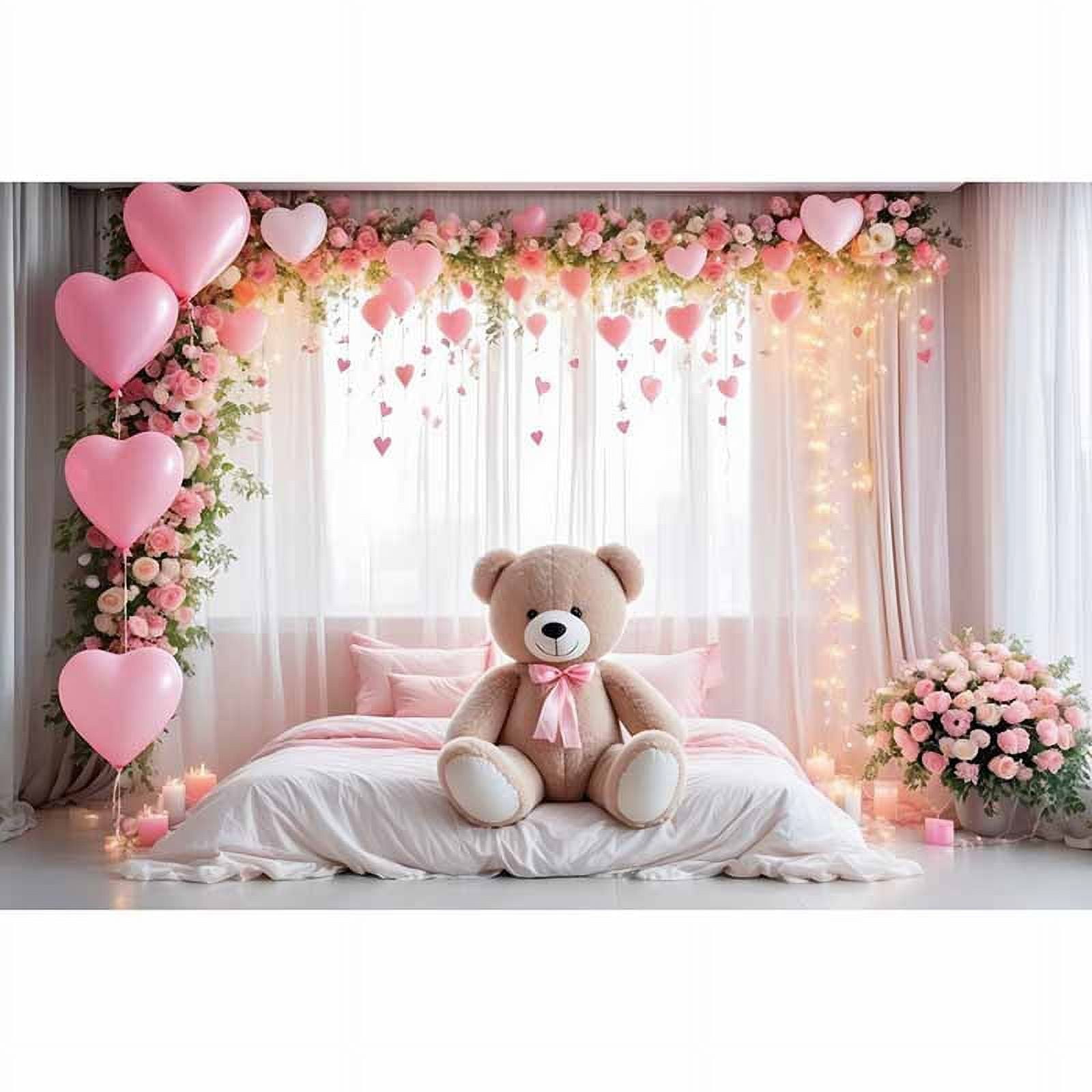 Teddy Bear One Birthday Photocall Backdrop Boys Blue White Balloon ...