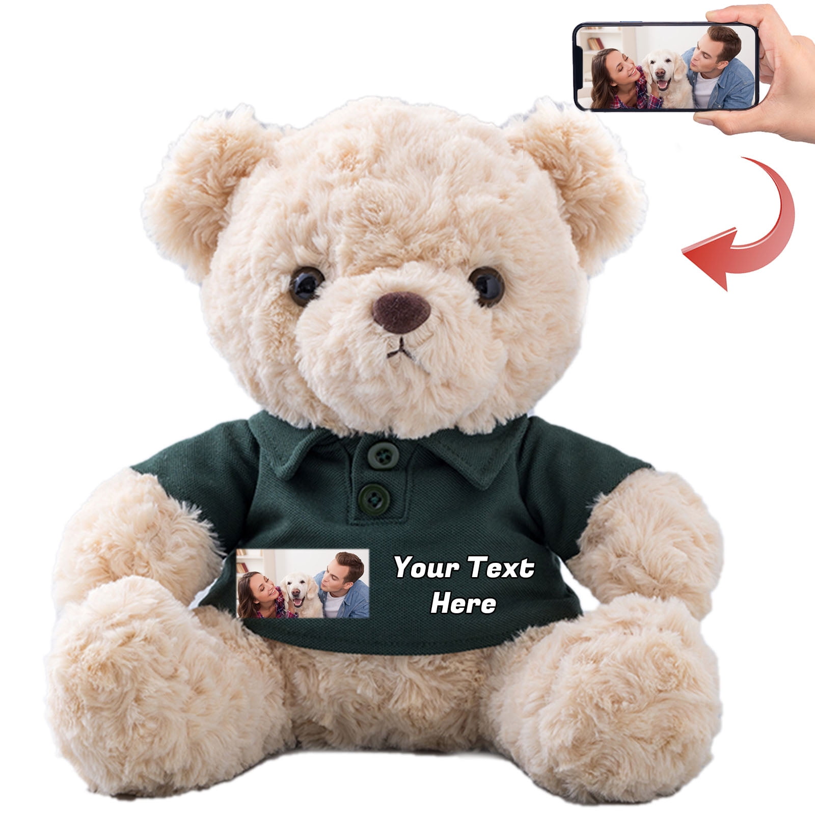 Teddy Bear Personalized Plush Toys, Customized Gifts Stuffed Bear with Text+Photo as Gift on ...