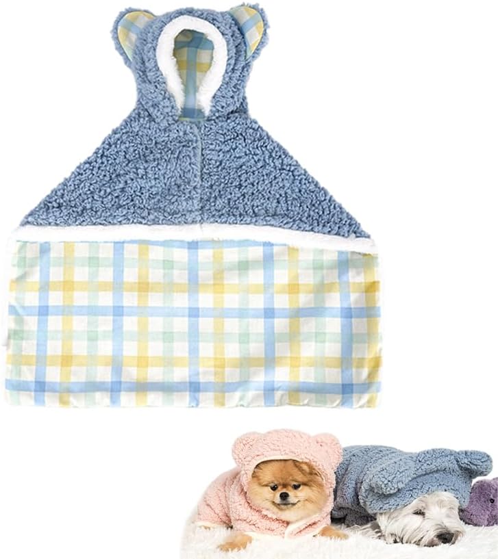 Teddy Bear Pet Cape Blanket with Hood, Polar Fleece Dog Cape Blanket ...
