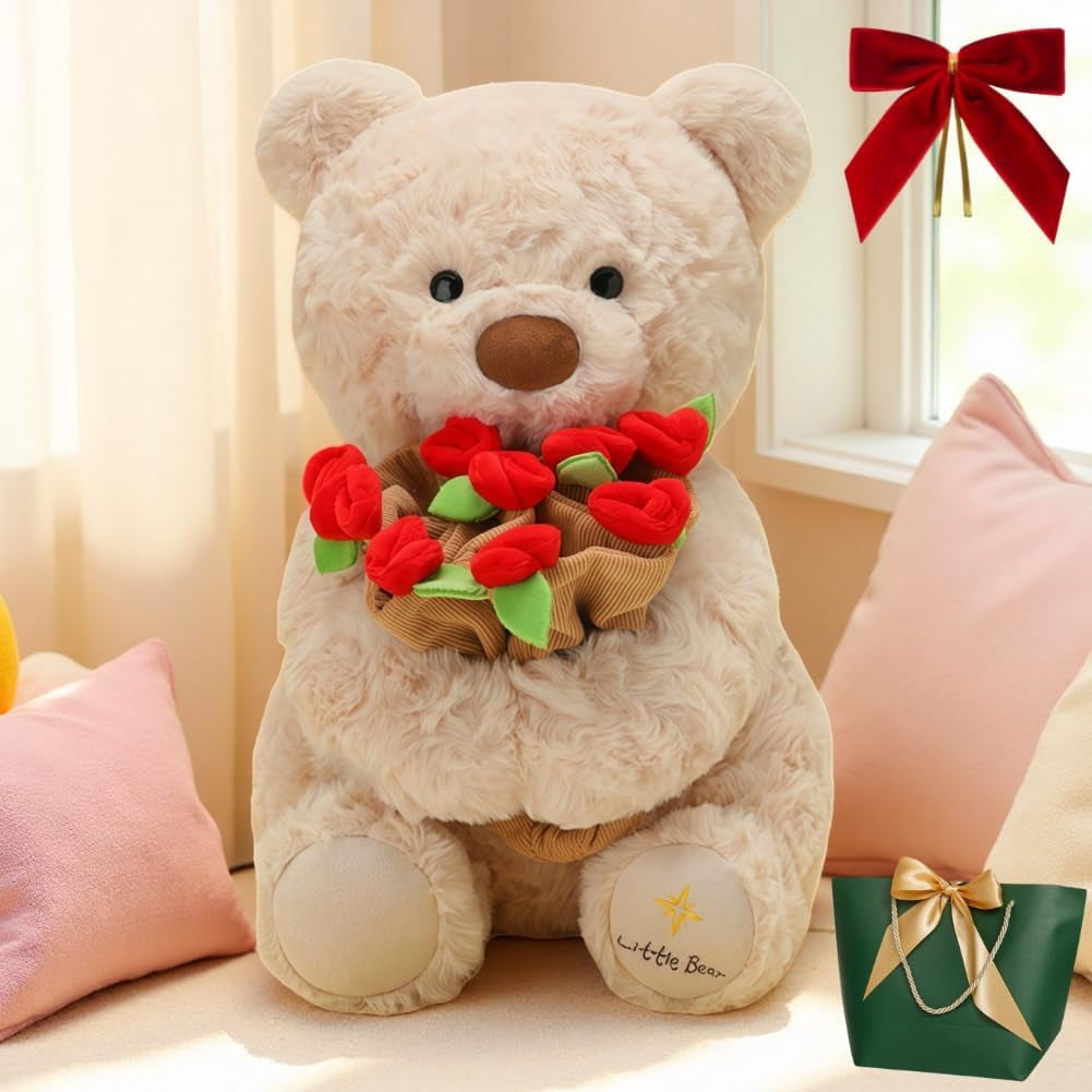 Teddy Bear with Rose Bouquet，2026 New Teddy Bear with Bouquet, Bloom ...