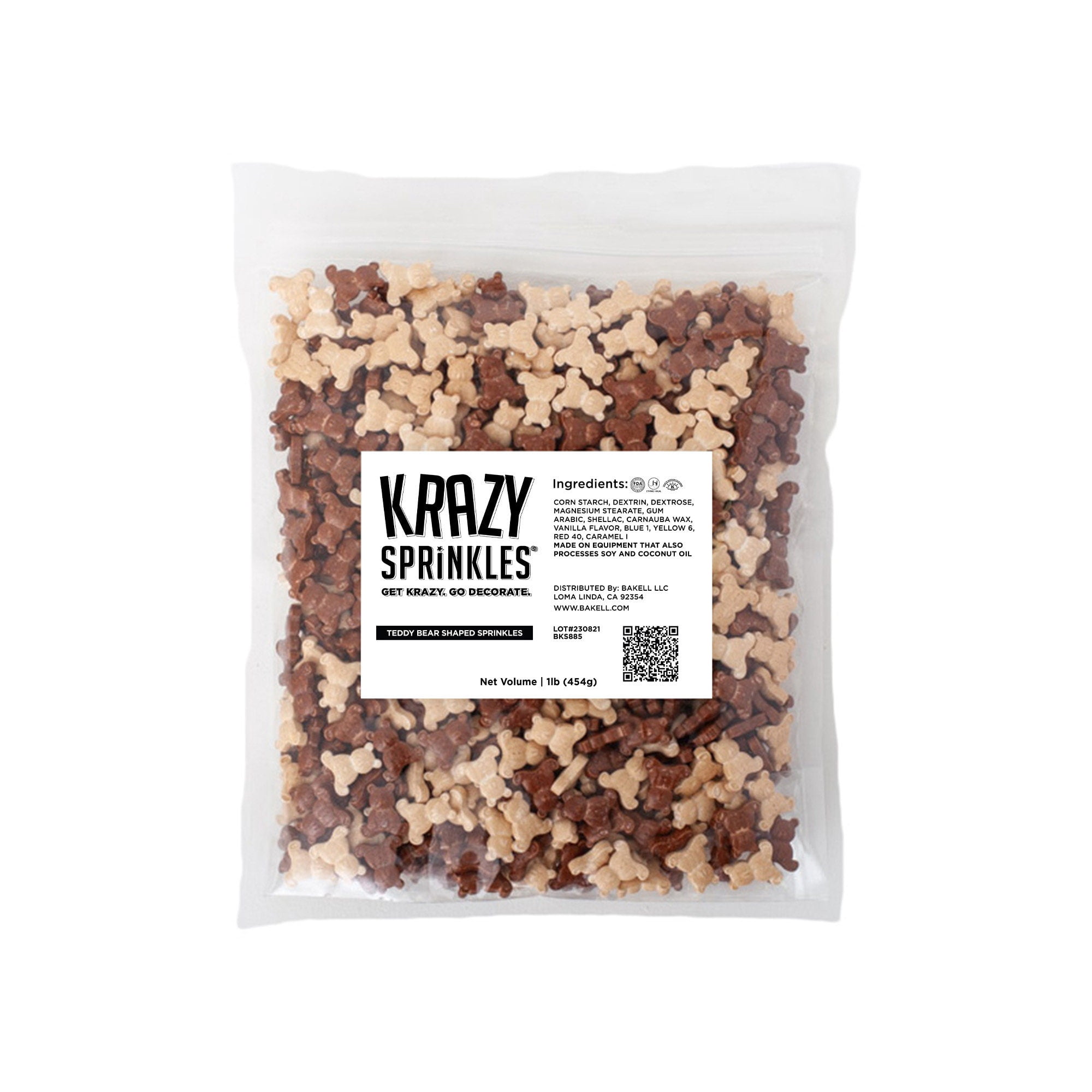 Teddy Bear Shaped Sprinkles (1lb, 1x Bag) Candy Decor for Cakes, Ice ...