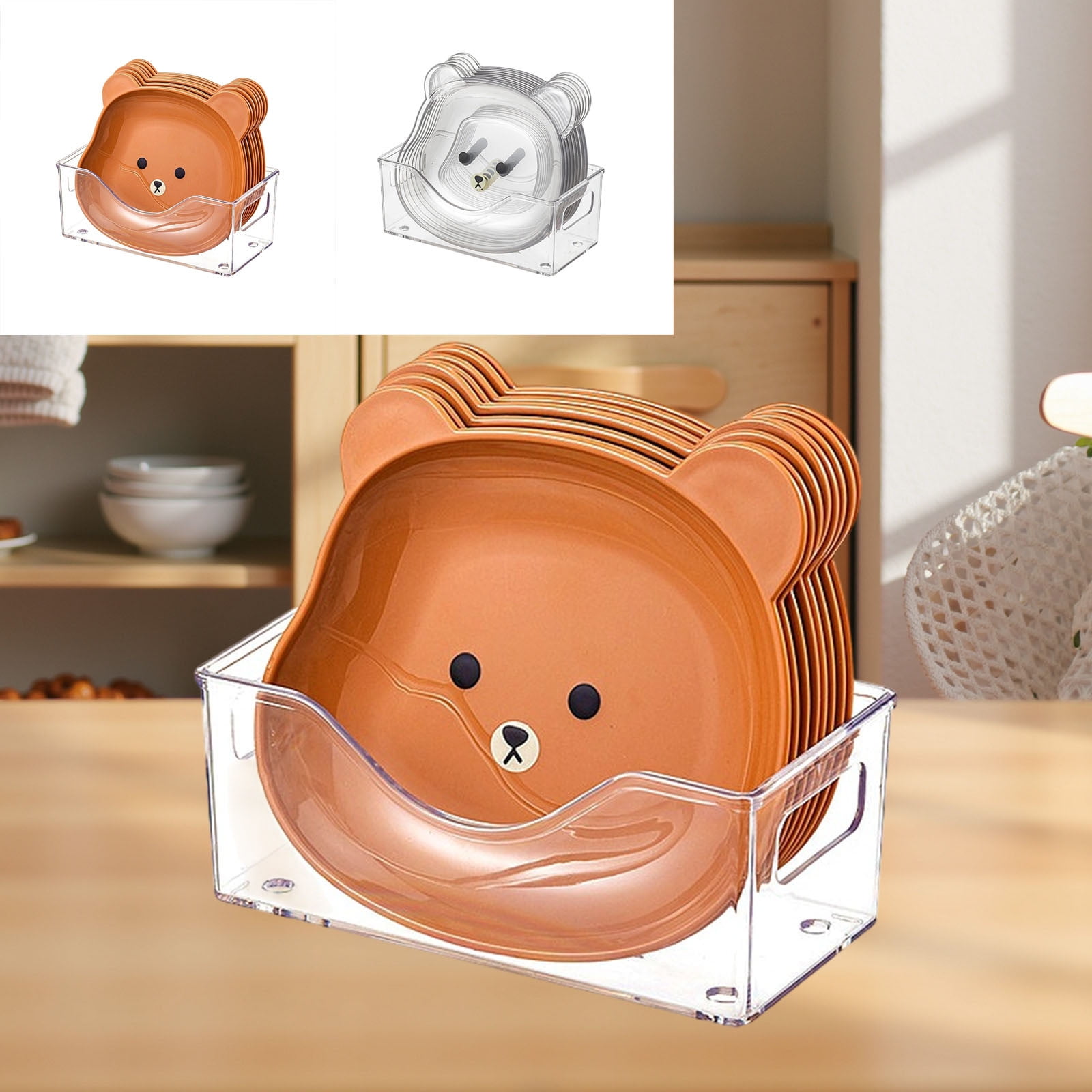 Teddy Bear Spitting Tray: Portable Transparent Plastic Dining Table ...