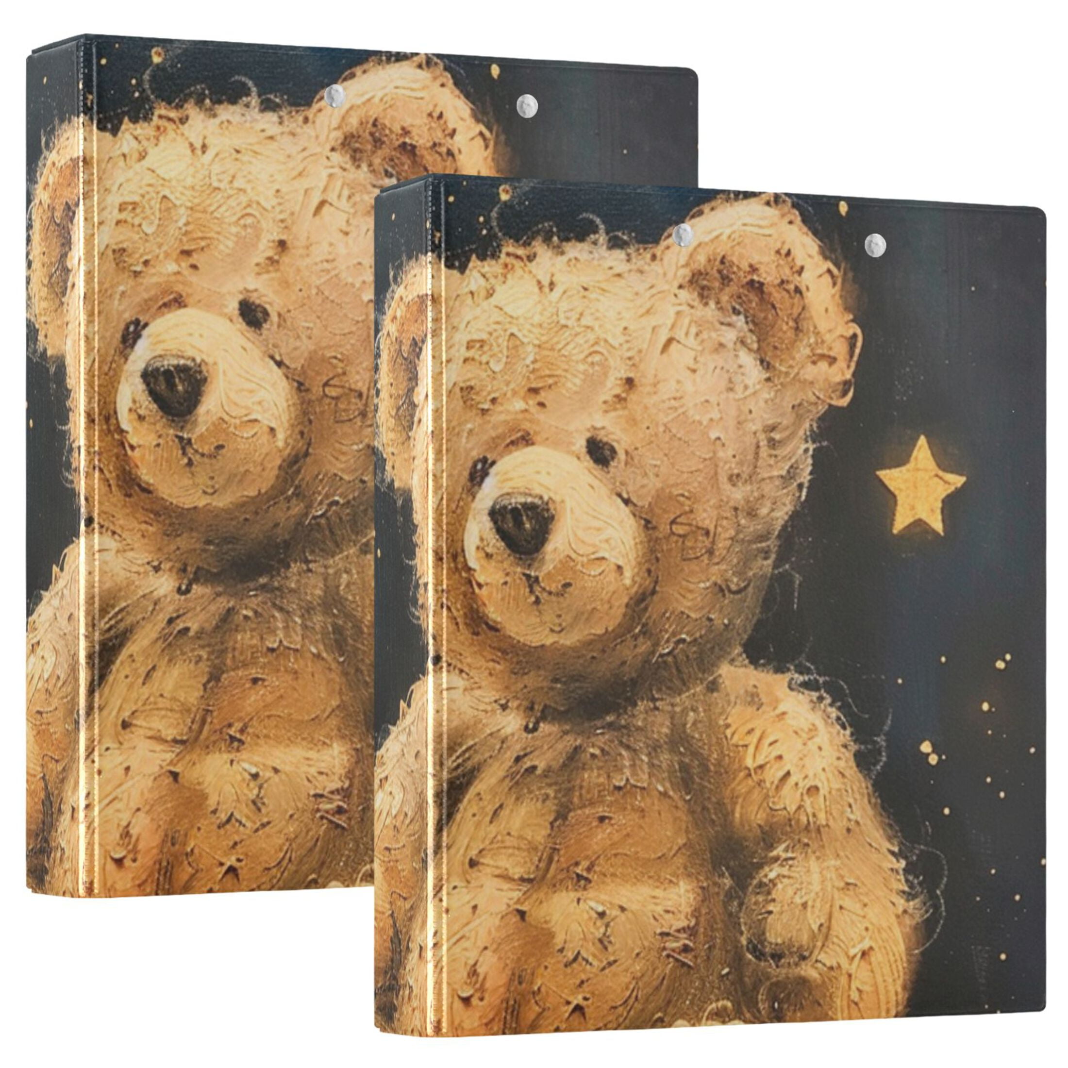 Teddy Bear Stars 3 Ring Binders 1.5 inch Hardcover File Folders with ...