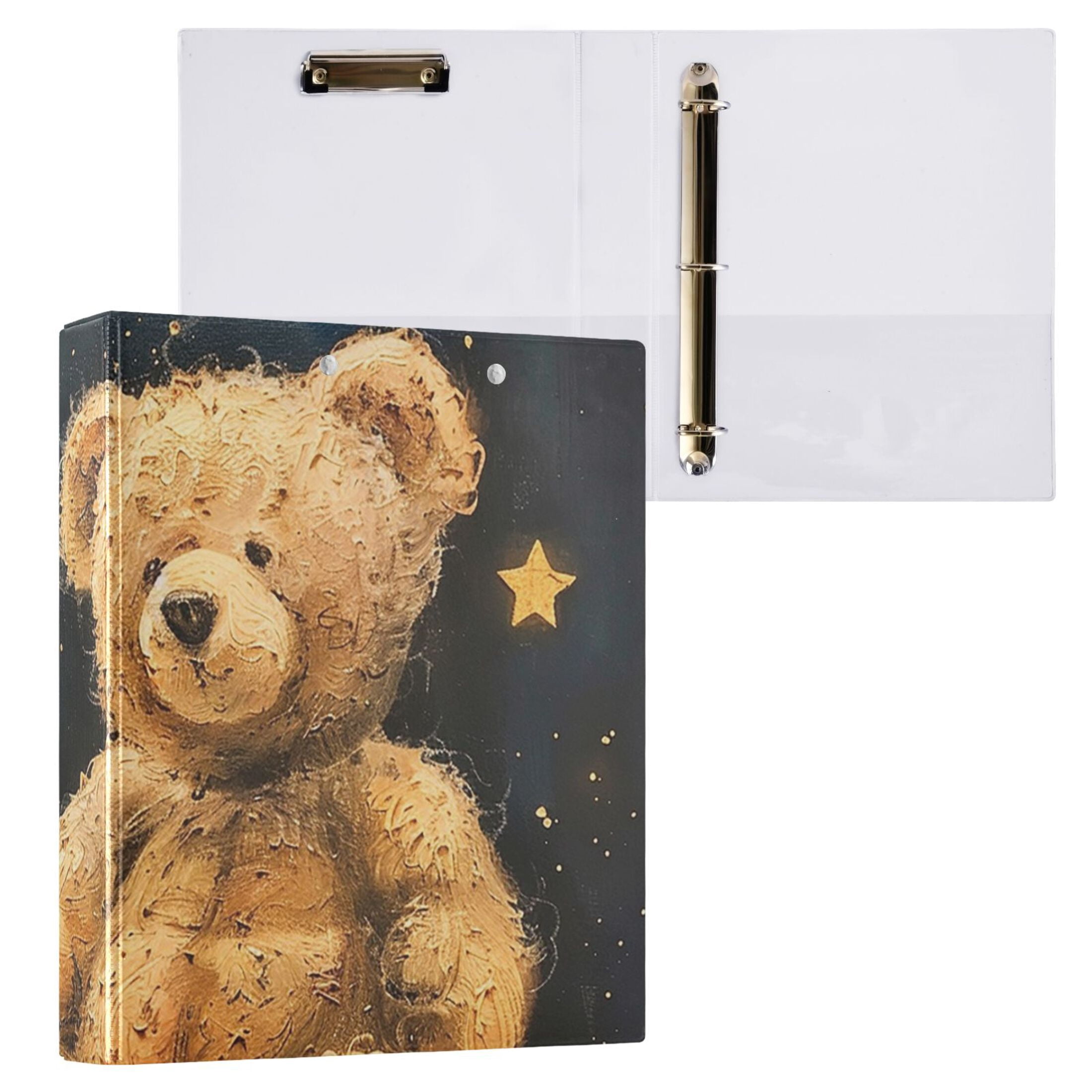 Teddy Bear Stars 3 Ring Binders 1.5 inch Hardcover File Folders with ...