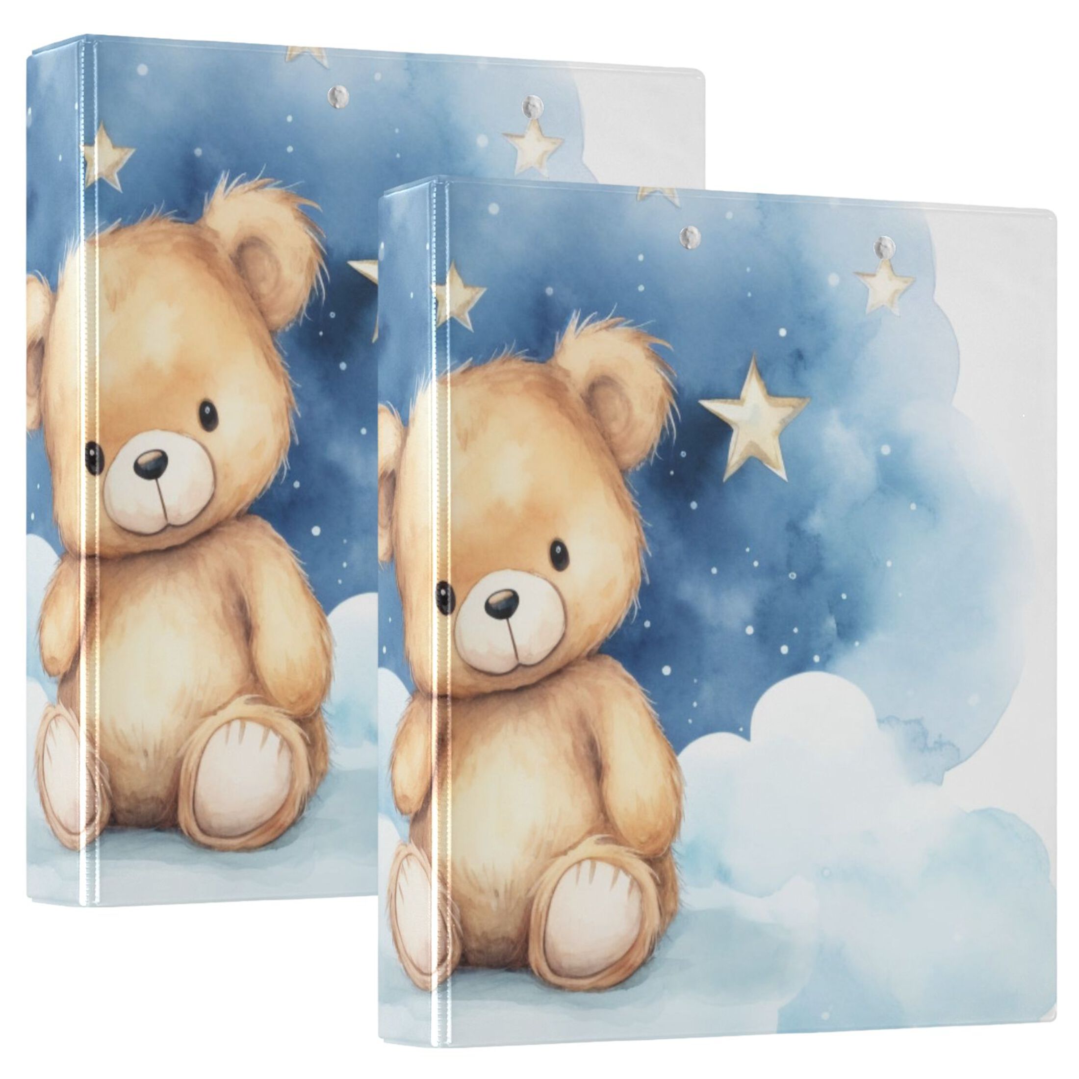 Teddy Bear Stars 3 Ring Binders 1.5 inch Hardcover File Folders with ...