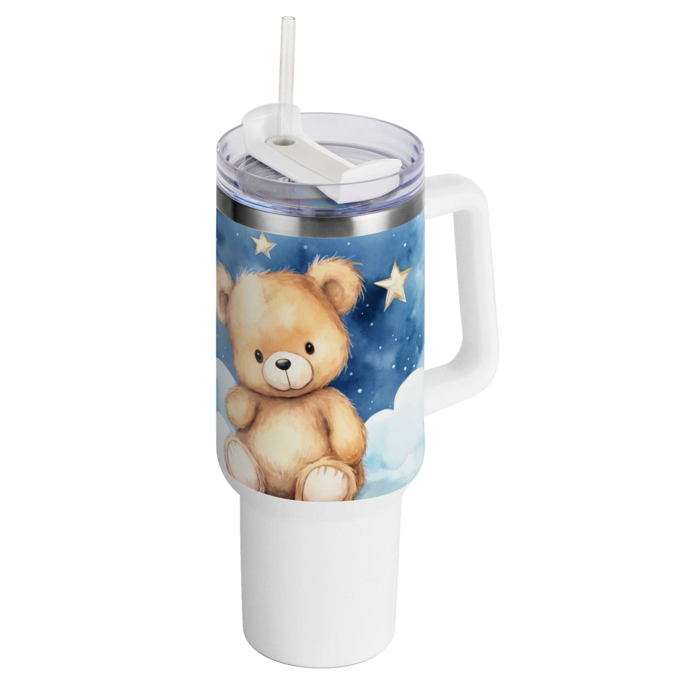 Teddy Bear Stars 40 oz Tumbler with Handle Insulated Travel Mug Lid ...