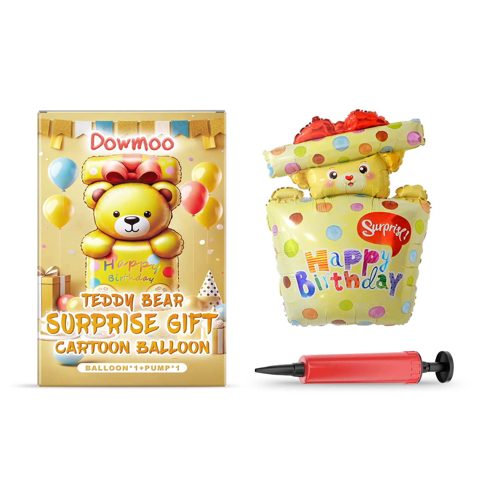Teddy Bear Surprise Balloon Set – Satin Balloon with Air Inflator Pump ...