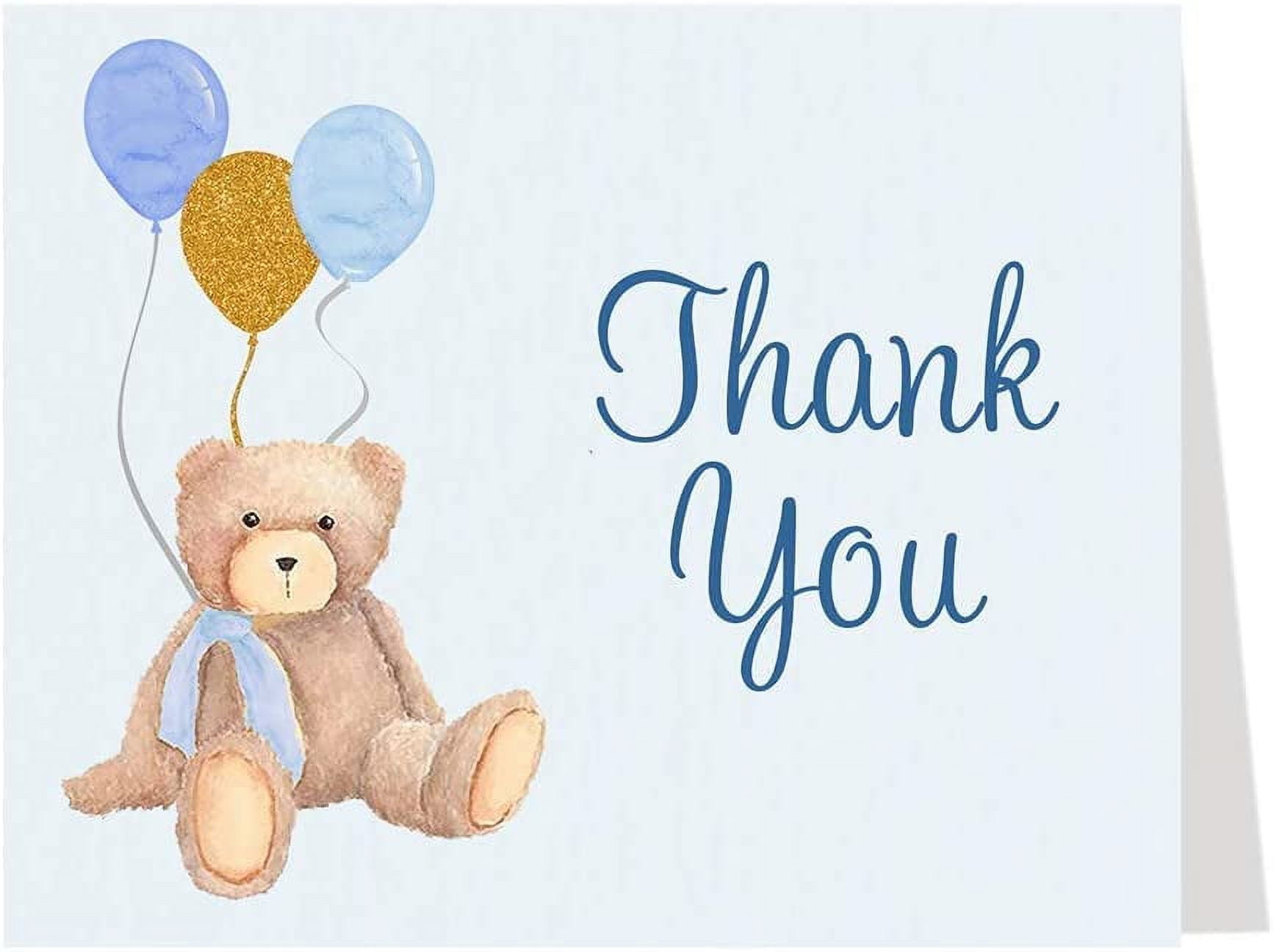 Teddy Bear Thank You Cards Baby Shower Watercolor Birthday Party ...