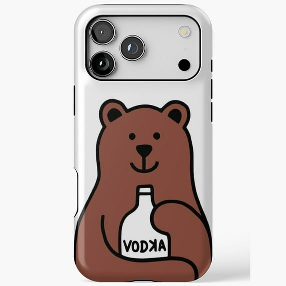 Teddy Bear With Vodka Funny Phone Case for iPhone 11 12 13 14 15 16 17 ...