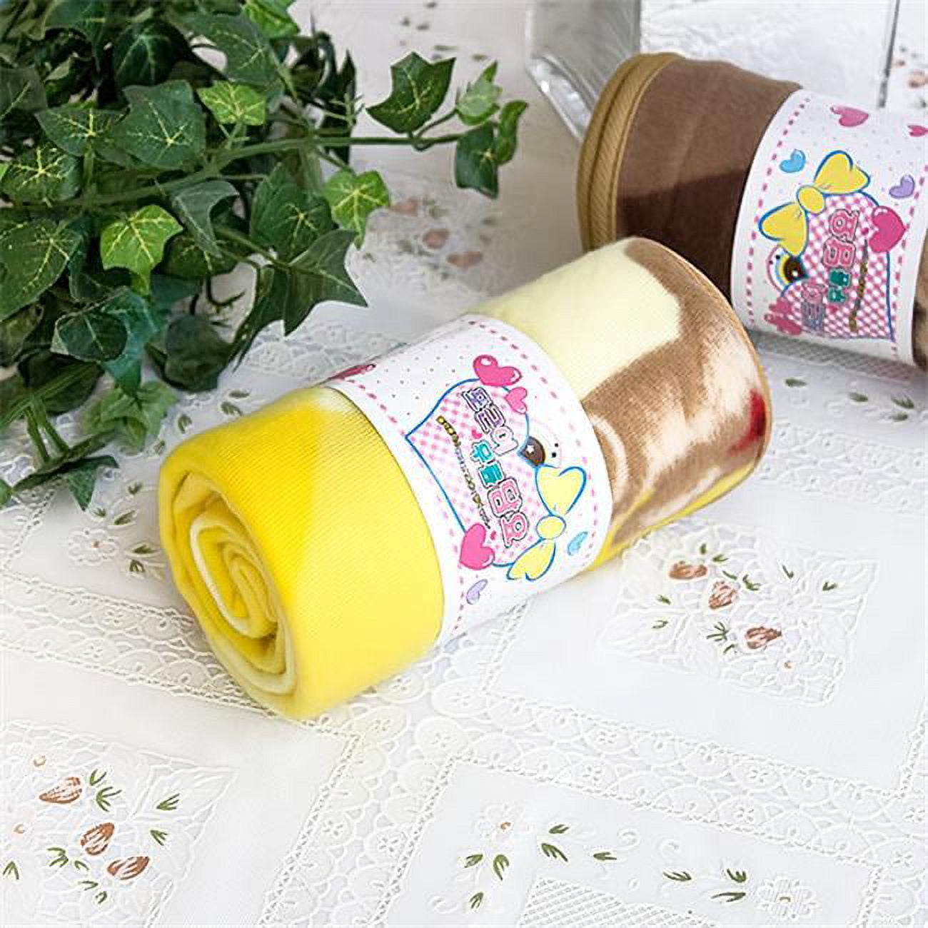 Teddy Bear - Yellow Korean Coral Fleece Mini Baby Throw Blanket ...