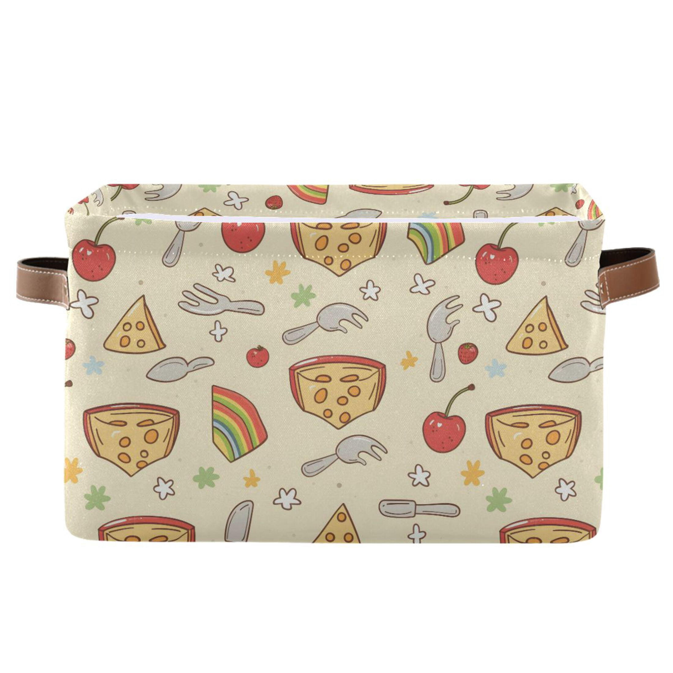 Teddy Bear and Cake Storage Bins with Handle Fabric Organizer Basket ...