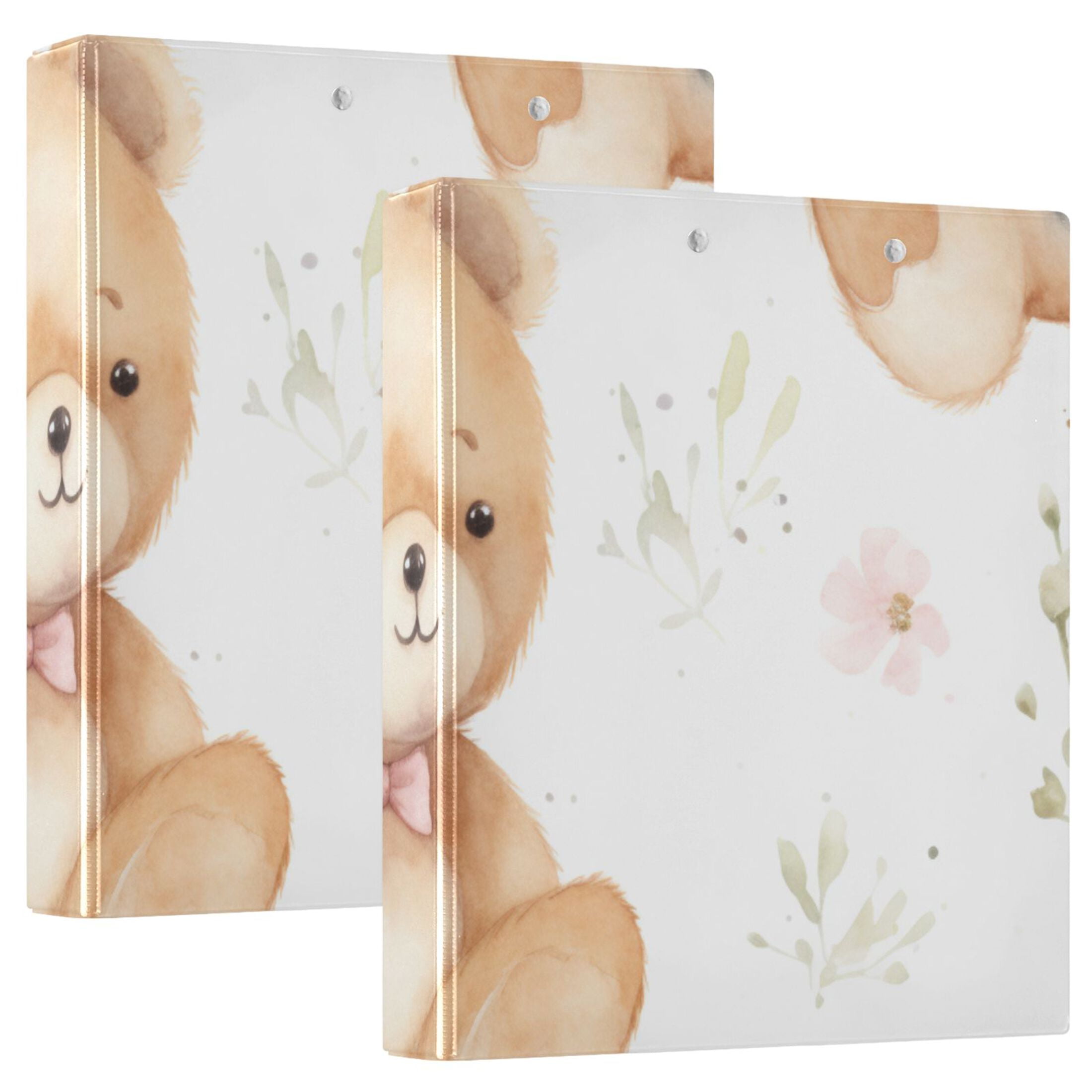 Teddy Bears Leaves 3 Ring Binders 1.5 inch Hardcover File Folders with ...