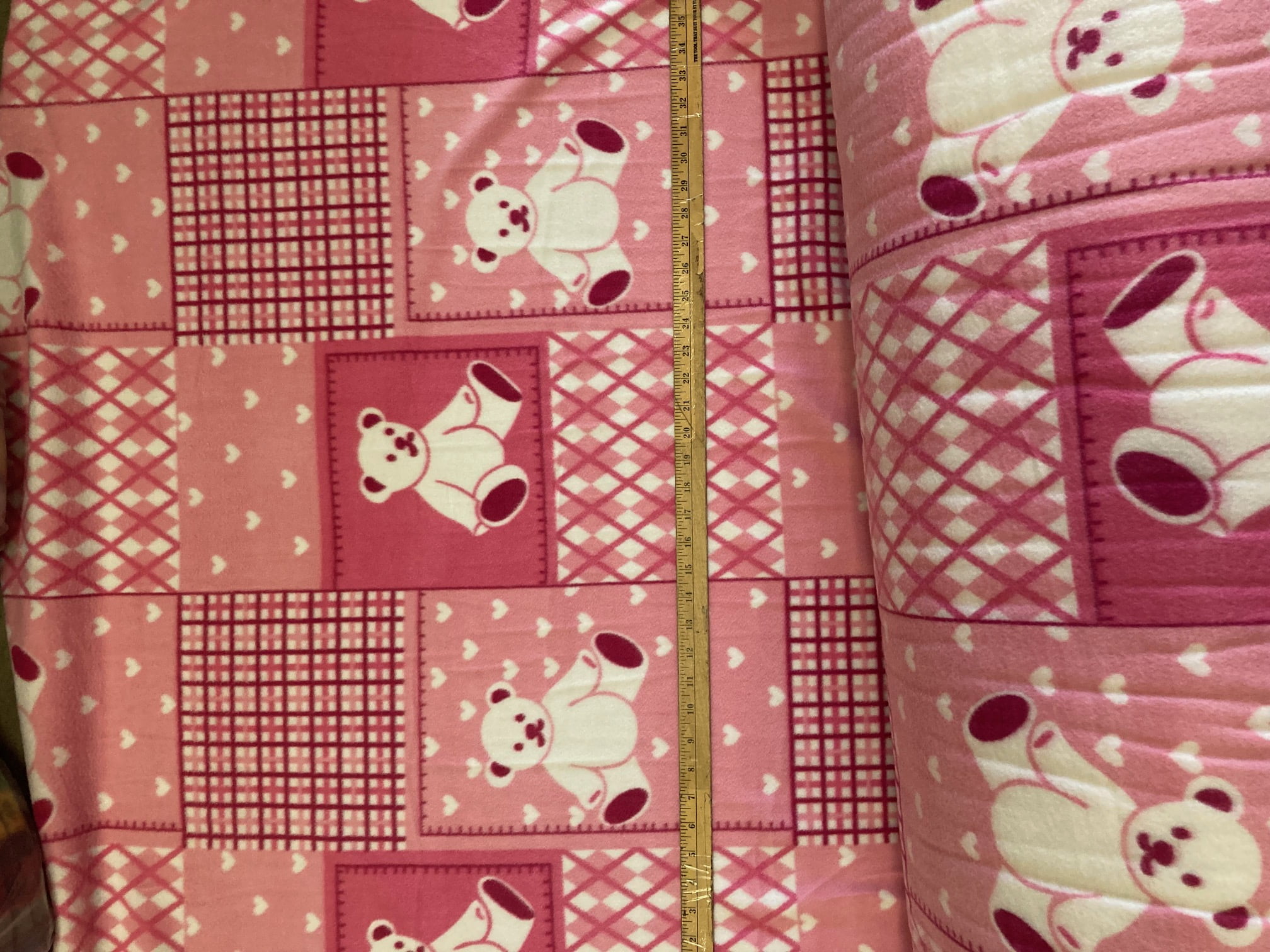 Teddy Bears Print on Pink Fleece Fabric 58”/60” Wide and Sold by the ...