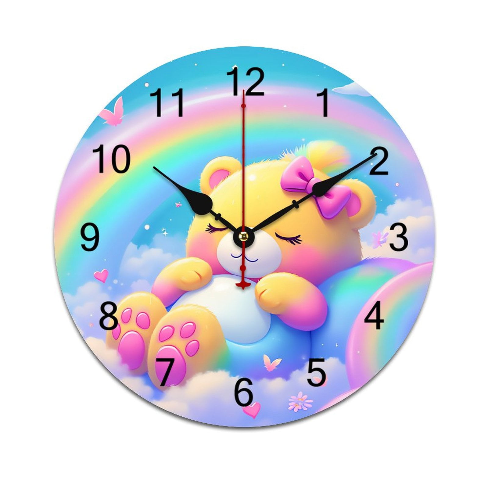 Teddy Bears Rainbow Word Saying Big Wall Clock Home Decor Art Watch ...