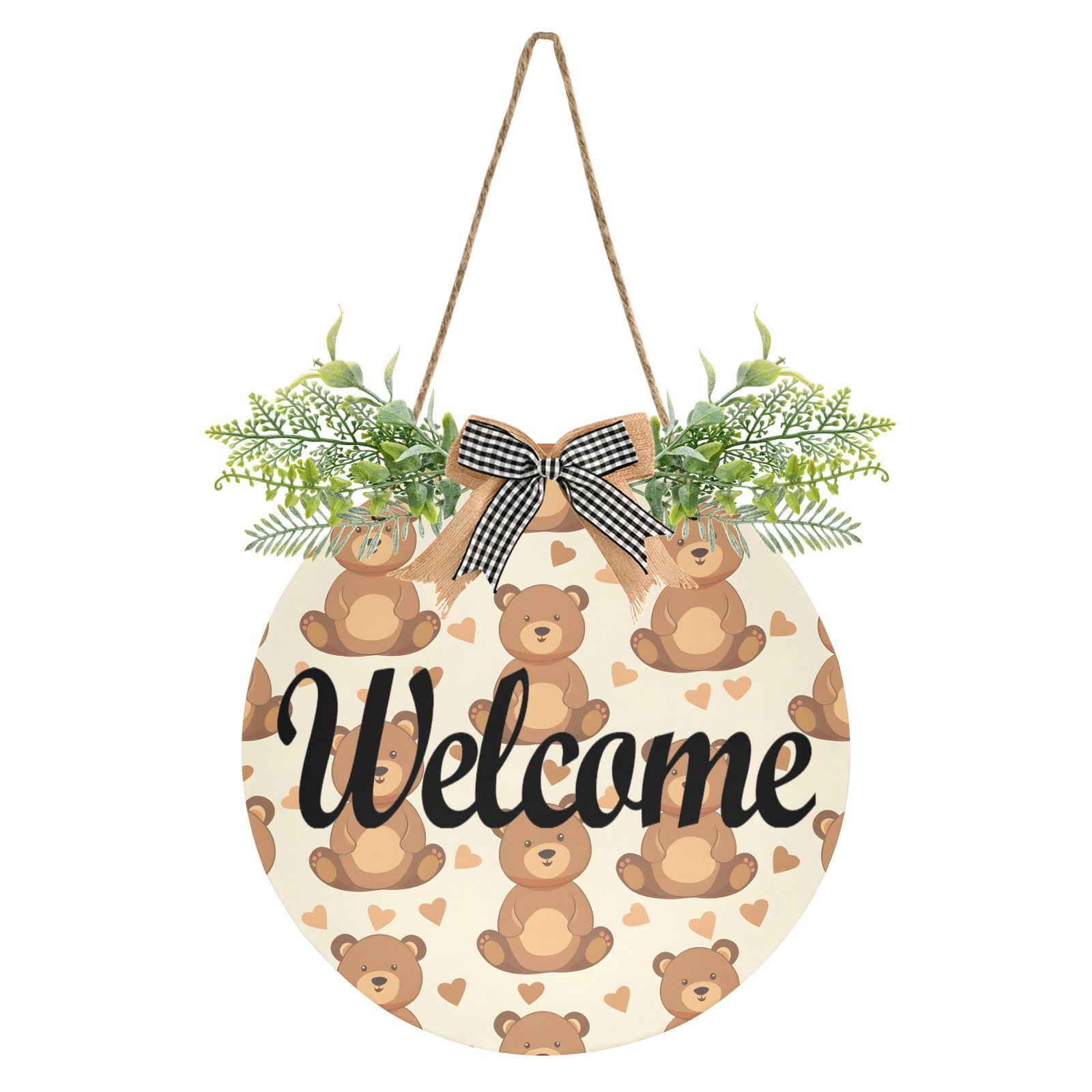 Teddy Bears Welcome Sign for Front Door Wreath Door Sign for Farmhouse ...