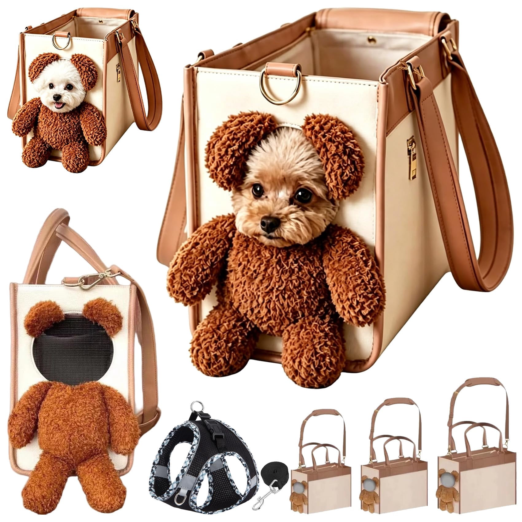 Teddy Carrier Bag for Dogs and Cats, 2-in-1 Multifunctional Bear-Shaped ...
