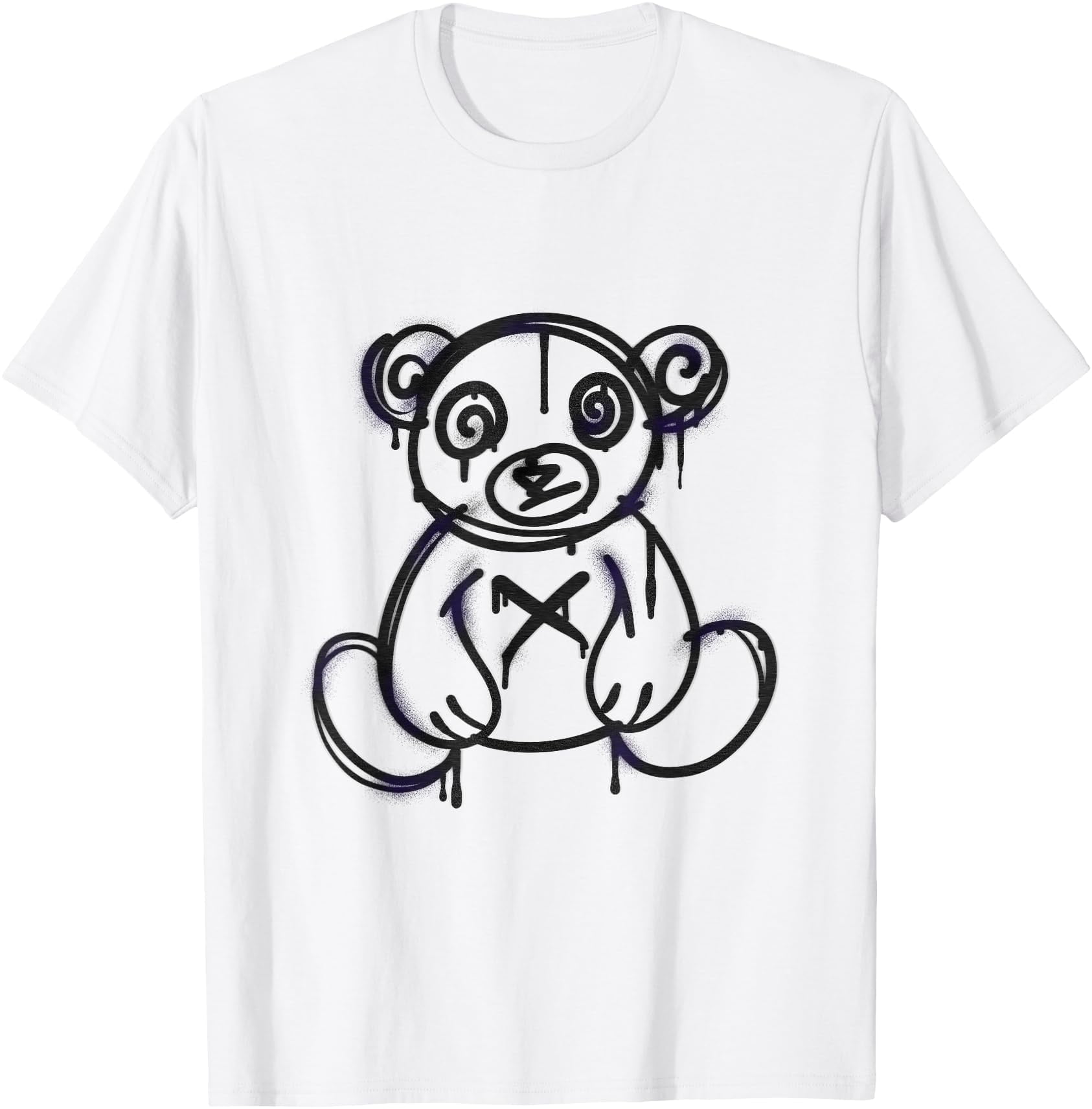 Teddy Drip Spray Painted Bear Graffiti T-Shirt,Light Pink Color,Size ...