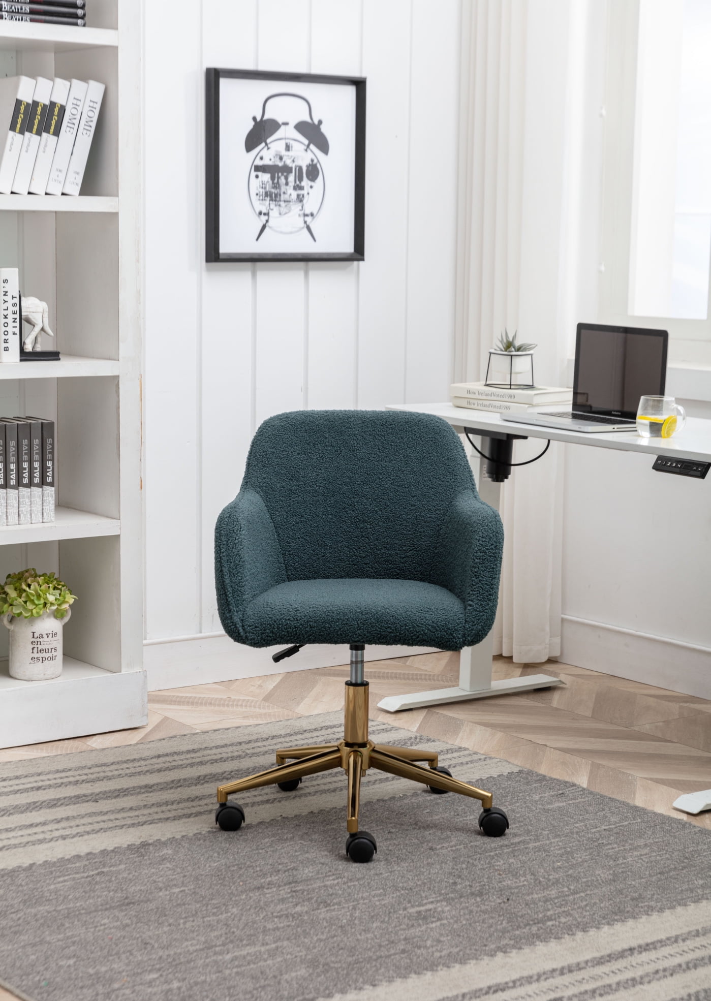 Teddy Fabric Home Office Chair, Modern Height Adjustable Task Chair ...