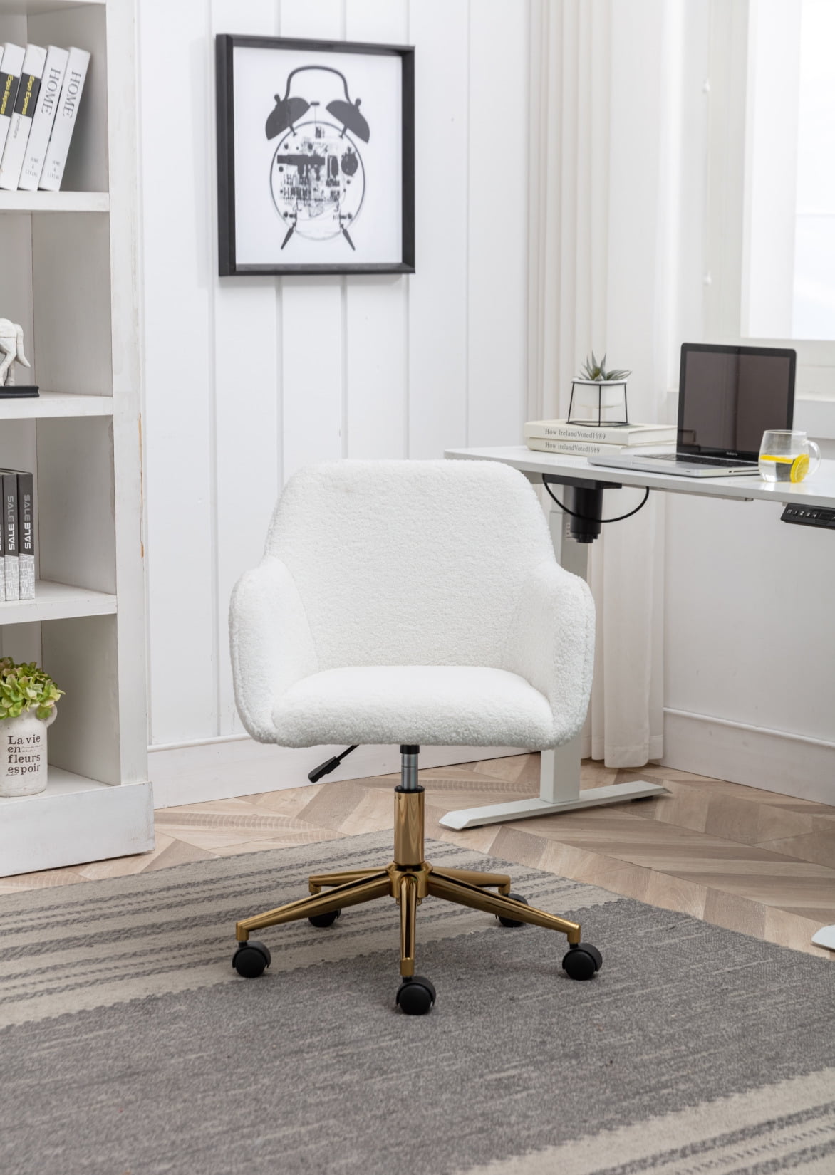 Teddy Fabric Home Office Chair, Modern Height Adjustable Task Chair ...