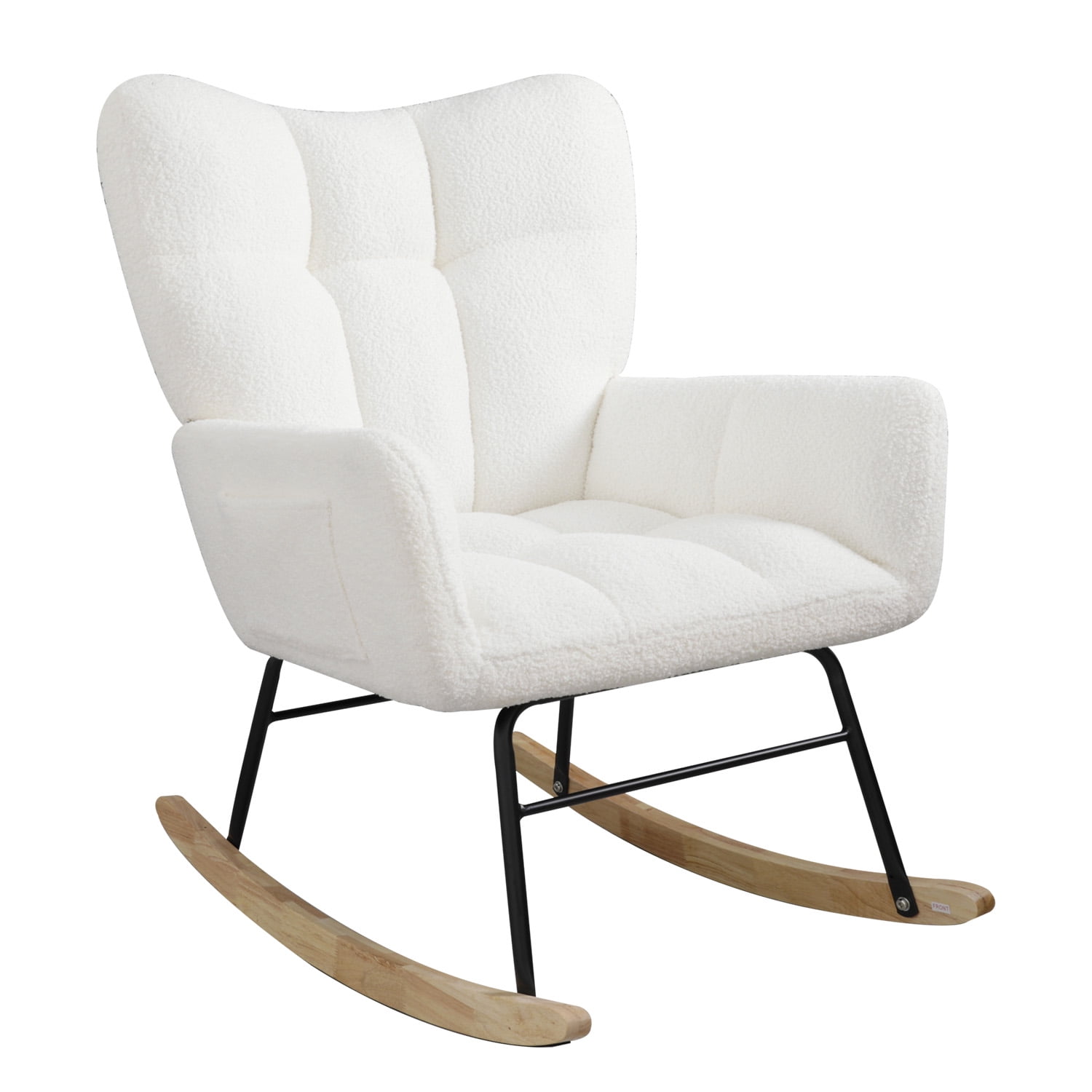 Teddy Fabric Rocking Chair, Upholstered Rocker Armchair with High ...