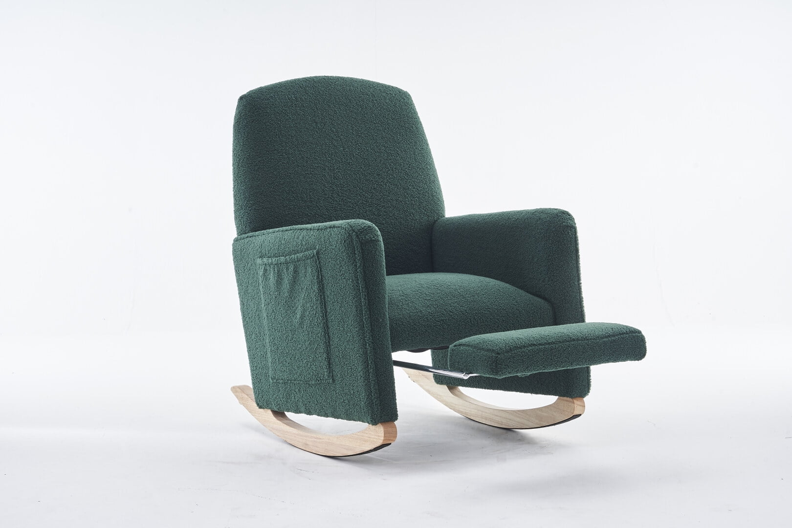 Teddy Fabric Rocking Chair with Pull Out Footrest, Side Pockets and Non ...