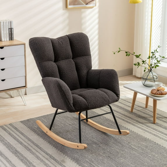 Teddy Fabric Rocking Gilder Nursery Chair,Teddy Upholstered Glider ...