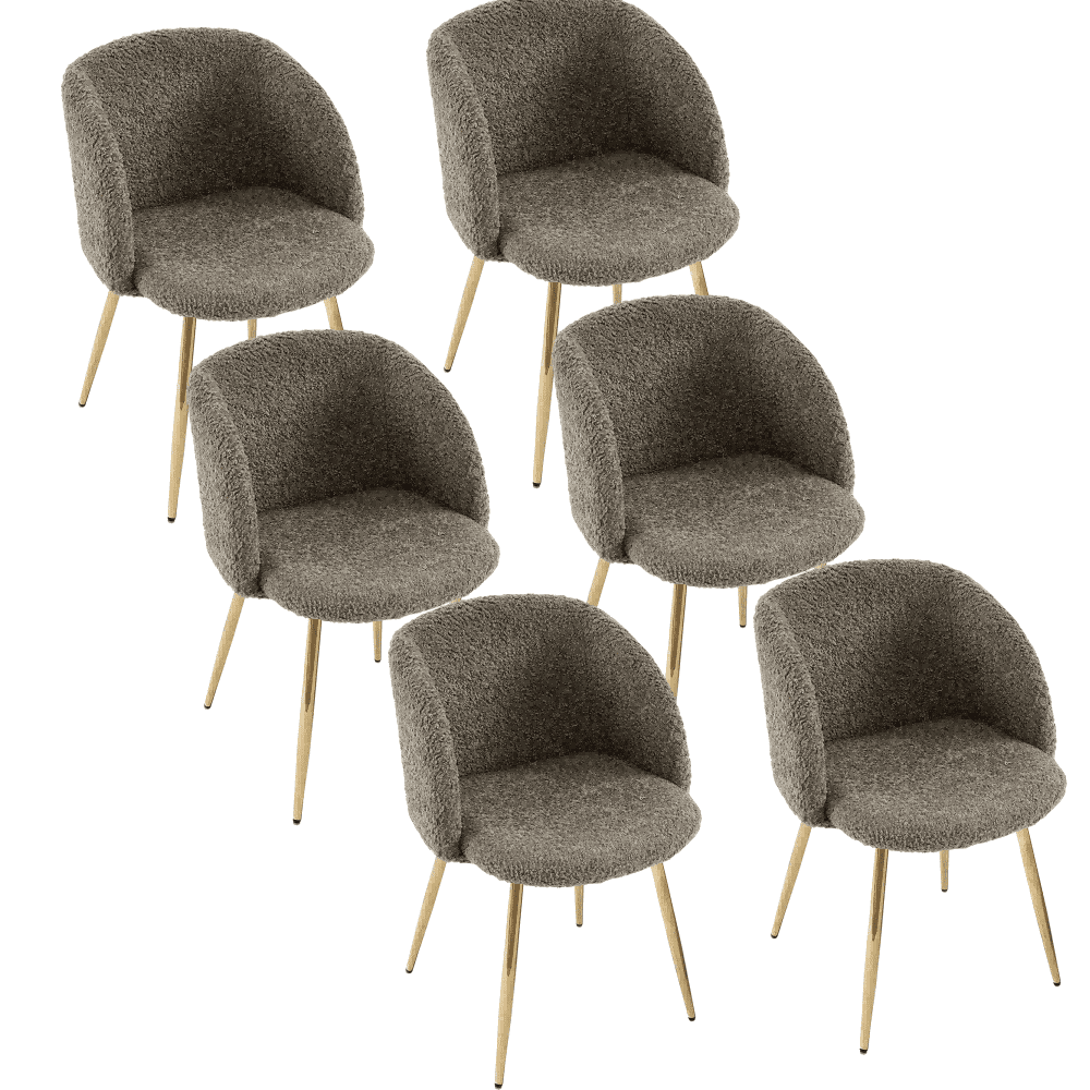 Teddy Faux Fur Dining Chairs, Modern Dining Chair with Wooden Color ...