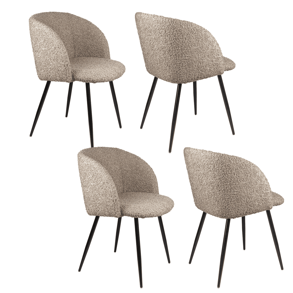 Teddy Faux Fur Dining Chairs, Modern Dining Chair with Wooden Color ...