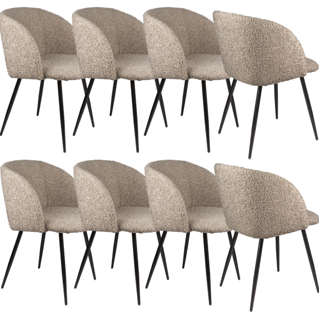 Teddy Faux Fur Dining Chairs, Modern Dining Chair with Wooden Color ...