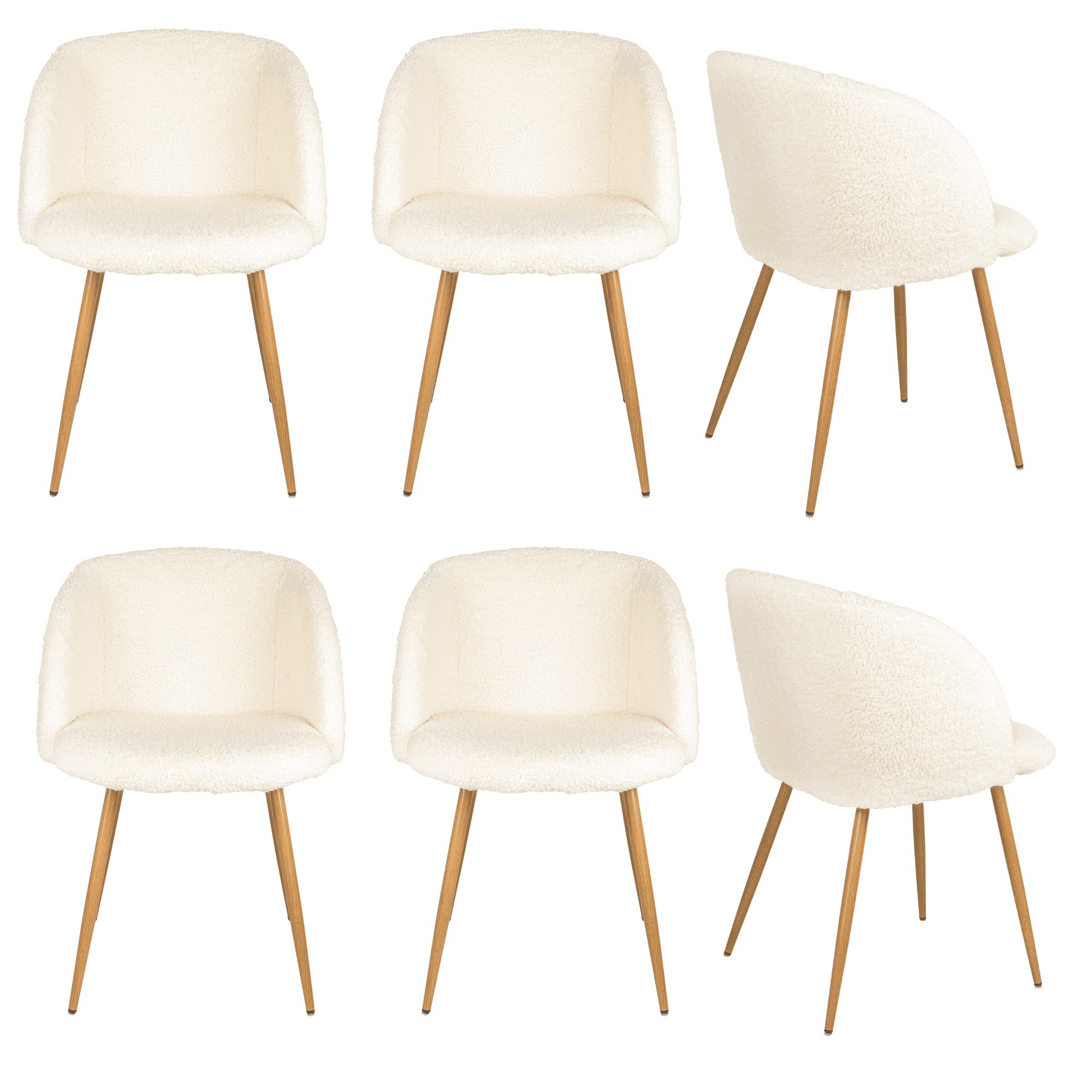 Teddy Faux Fur Dining Chairs, Modern Dining Chair with Wooden Color ...