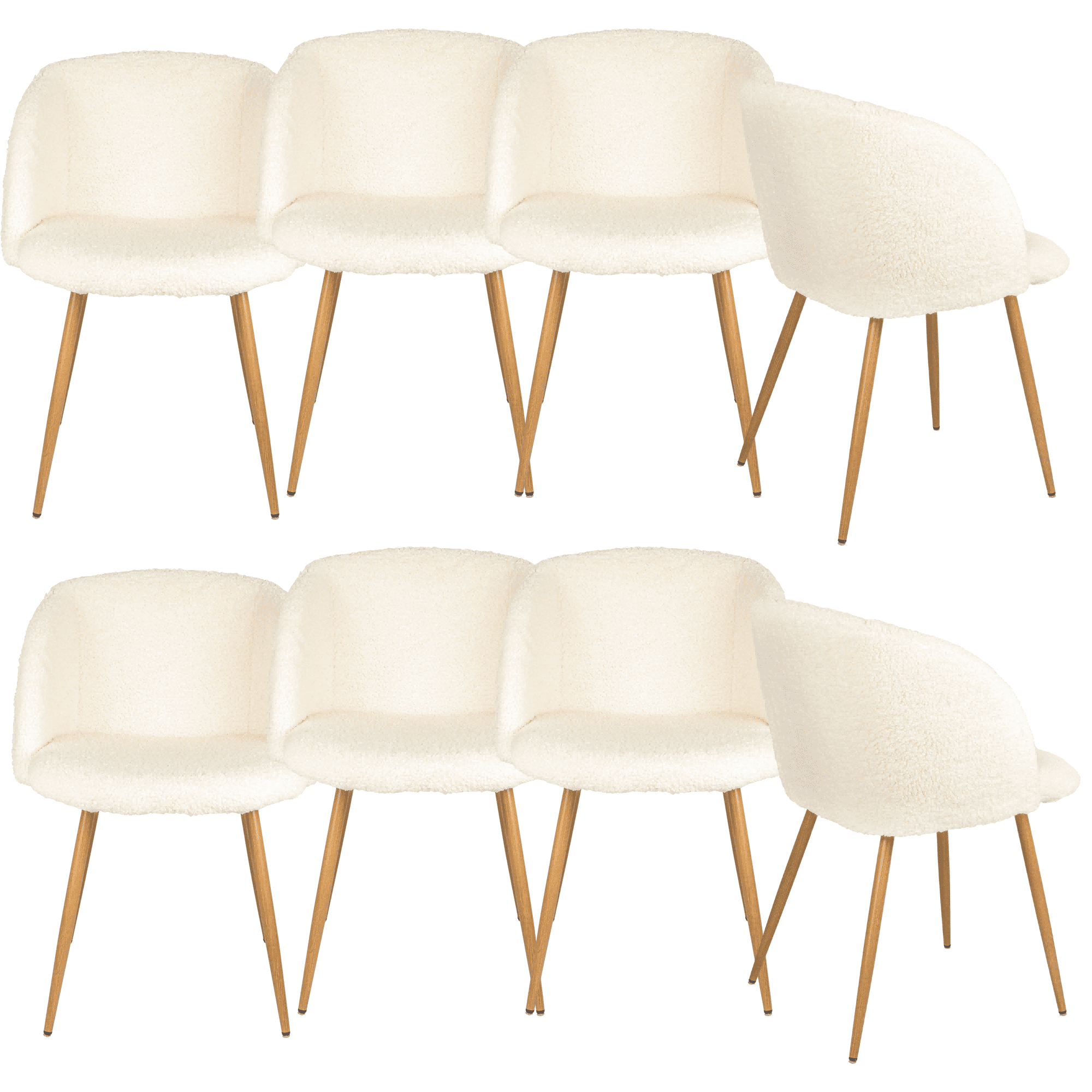 Teddy Faux Fur Dining Chairs, Modern Dining Chair with Wooden Color ...