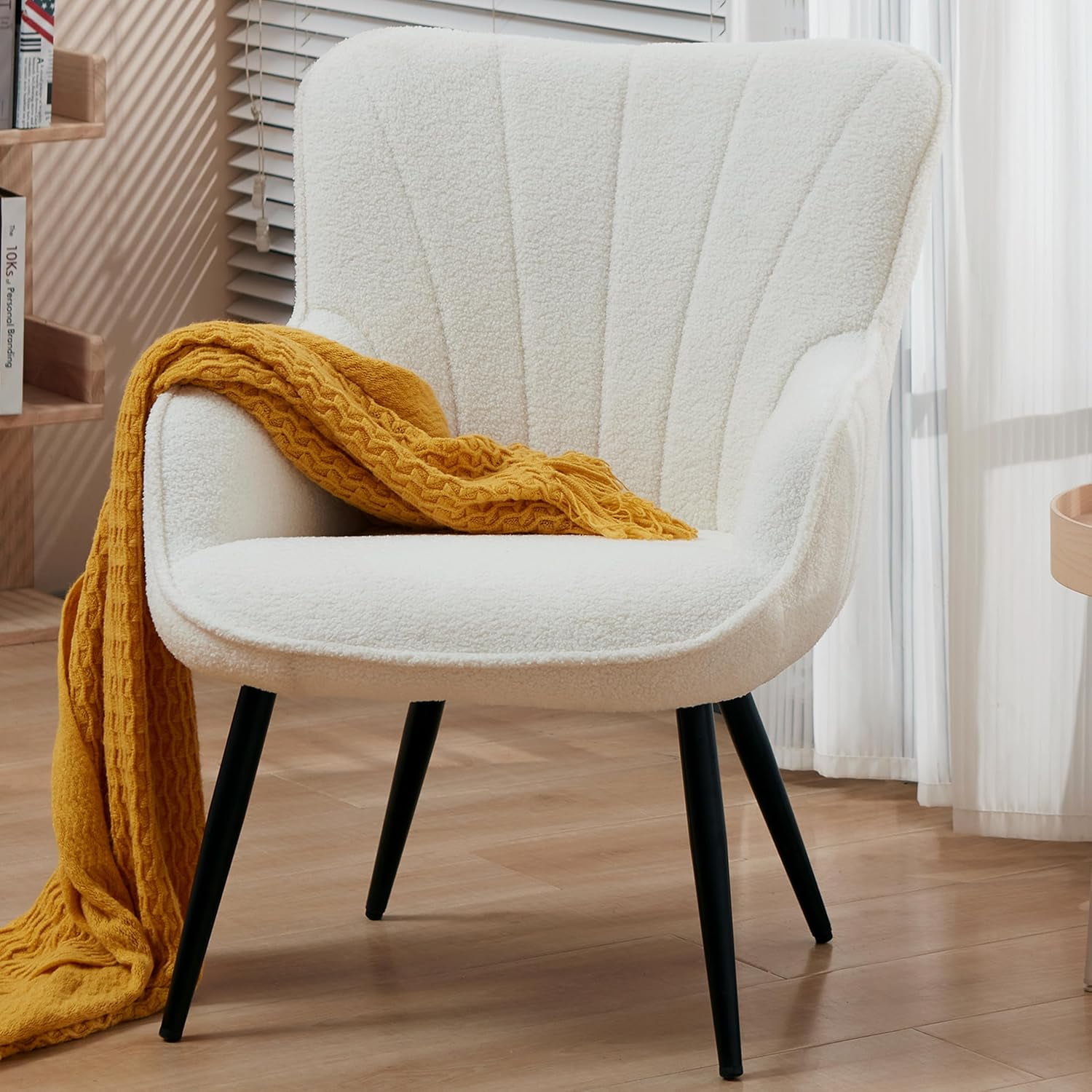 Teddy Fleece Accent Chair - Furry Sherpa Living Room Chair Mid Century ...