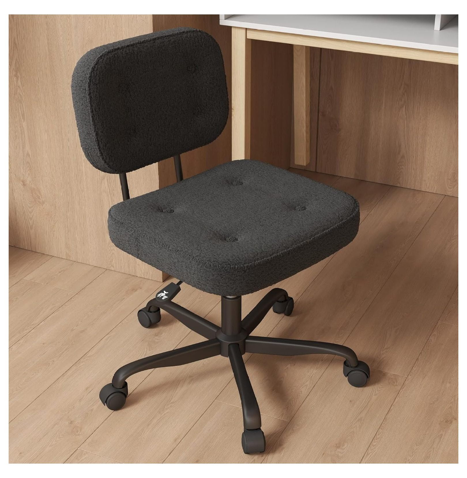 Teddy Fleece Armless Home Office Desk Chair, Small Ergonomic Task Chair ...
