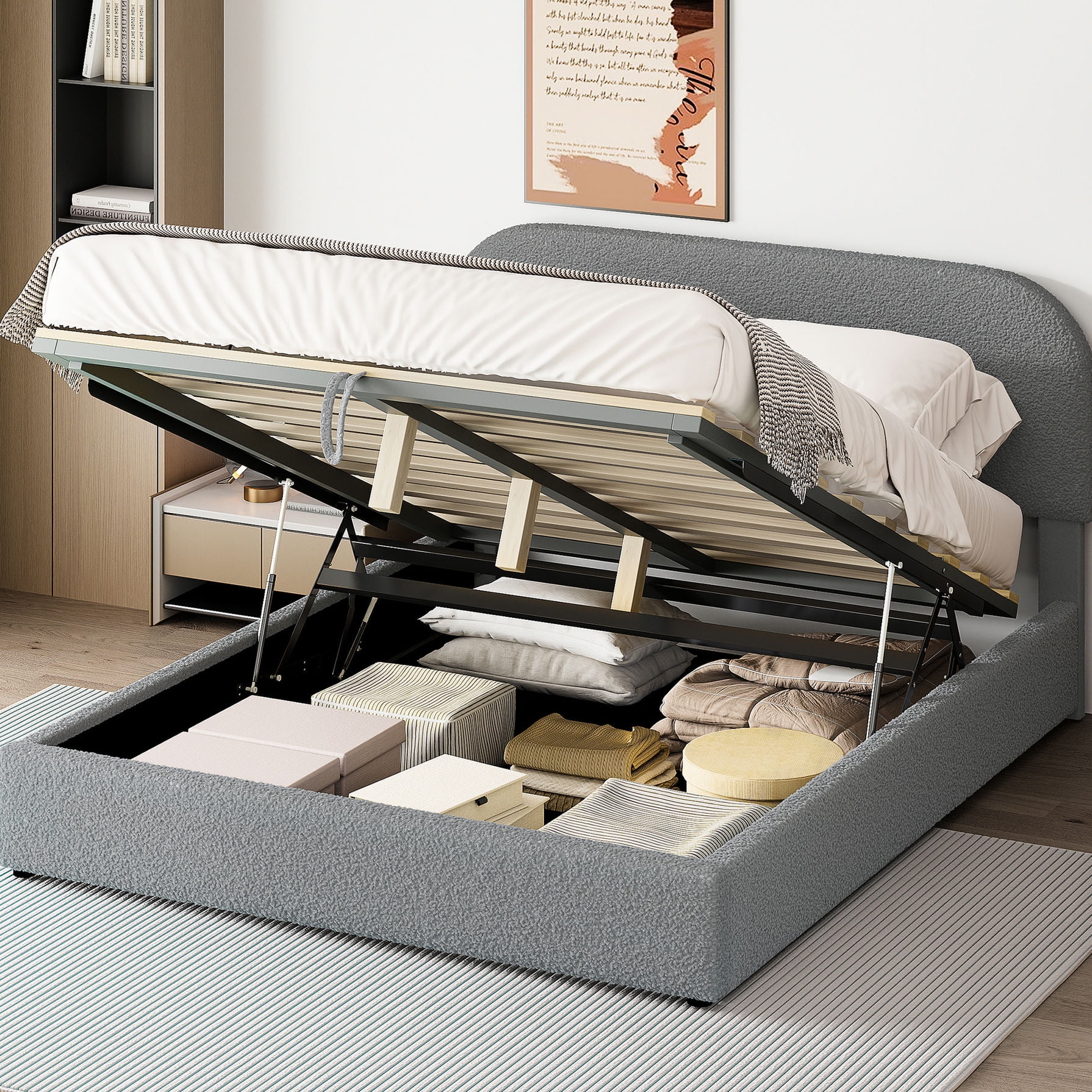 Teddy Fleece Bed - Sturdy Slat System & Easy Assembly - Bedroom Setup ...