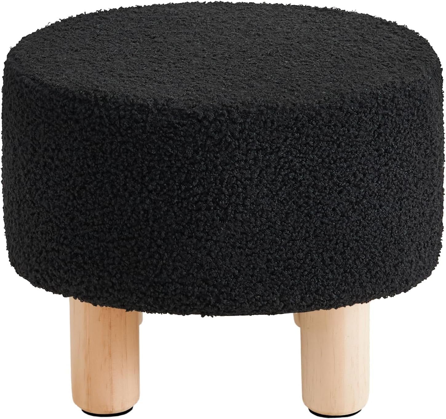 Teddy Fleece , Modern Round Footrest with Soft Padded Seat, Footstool ...